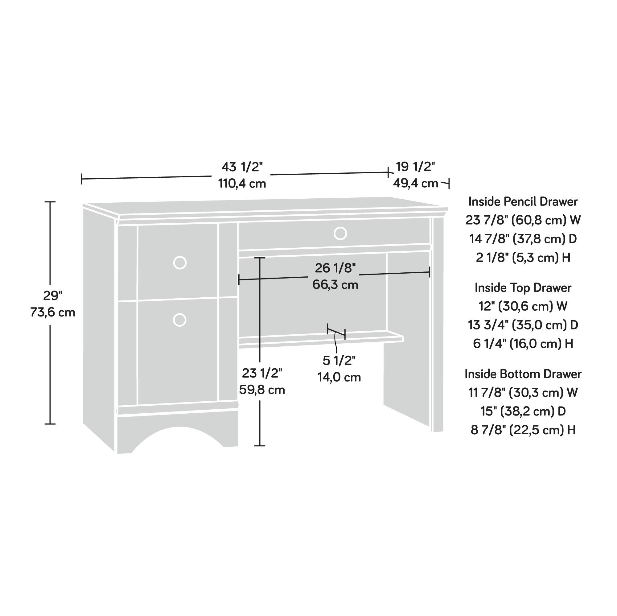 Sauder Harbor View Computer Desk, Salt Oak finish