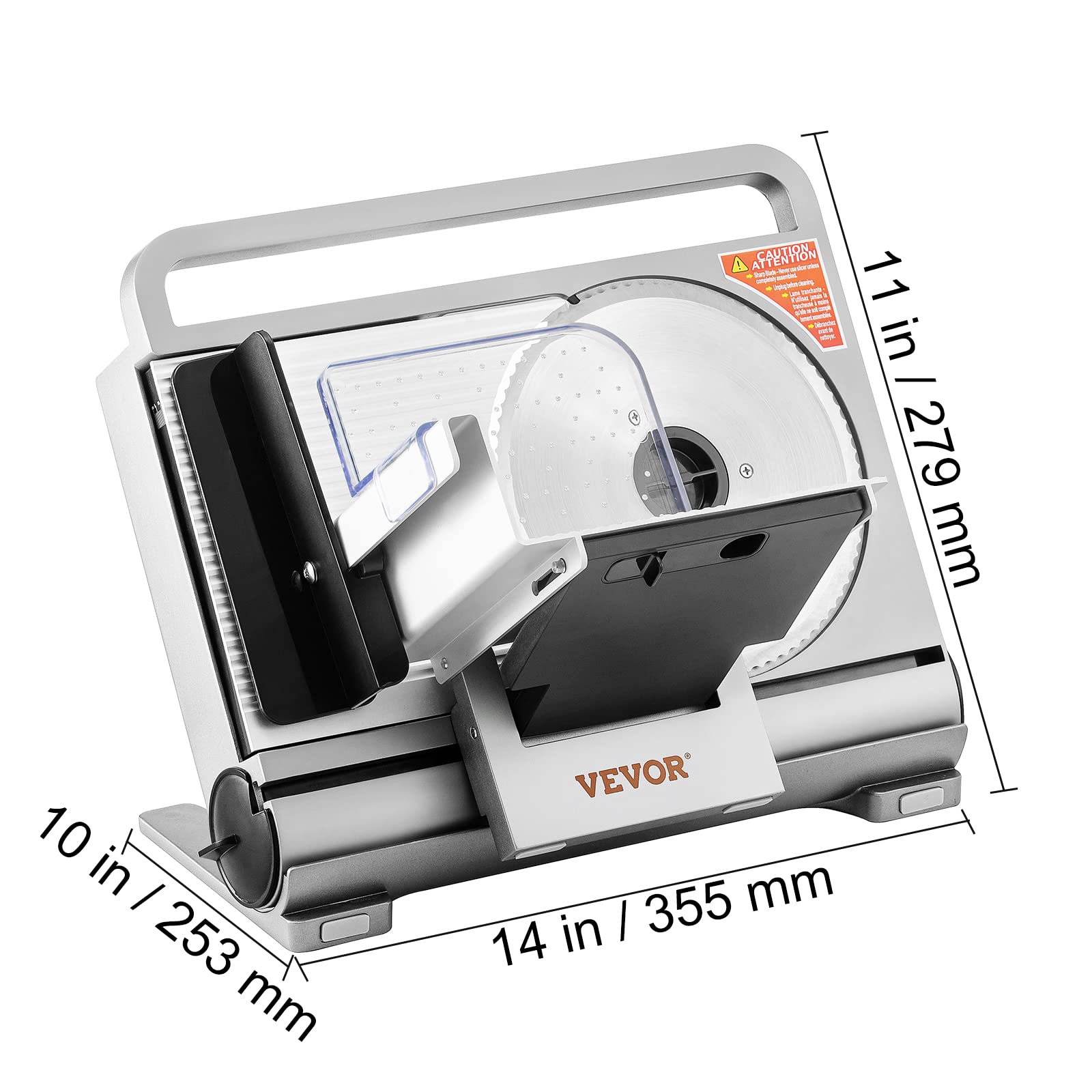 VEVOR Meat Slicer, 45W Electric Deli Slicer with Two 7.5" Stainless Steel Removable Blade, 0-15 mm Adjustable Thickness for Home Use, Child Lock Protection, Food Slicer Machine for Meat Cheese Bread