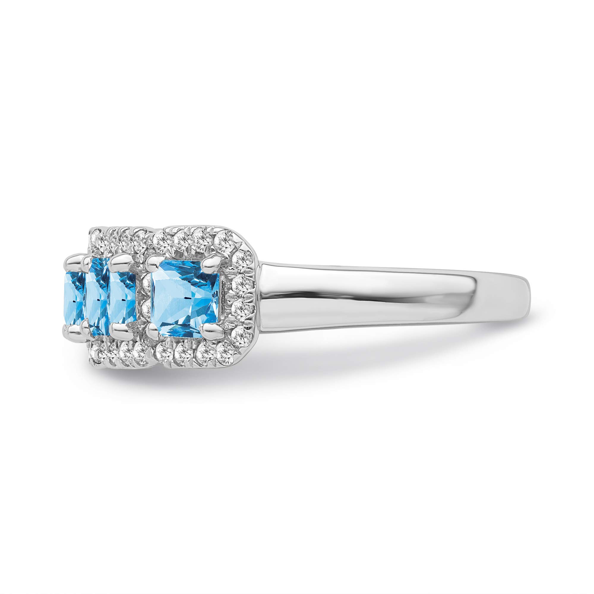 Sterling Silver Diamond and Blue Topaz Ring (1/3 cttw, I-J Color, I2-I3 Clarity), Size 7