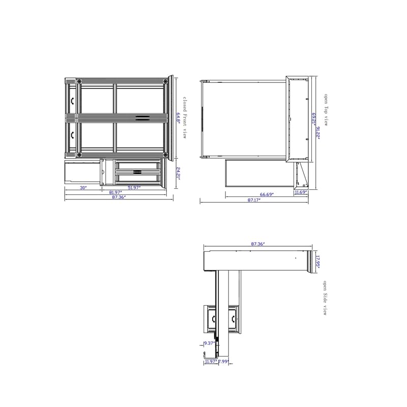 RoomAndLoft Imperial Queen Solid Wood Murphy Wall Bed and Shelf Storage with Side Desktop and Drawers in White
