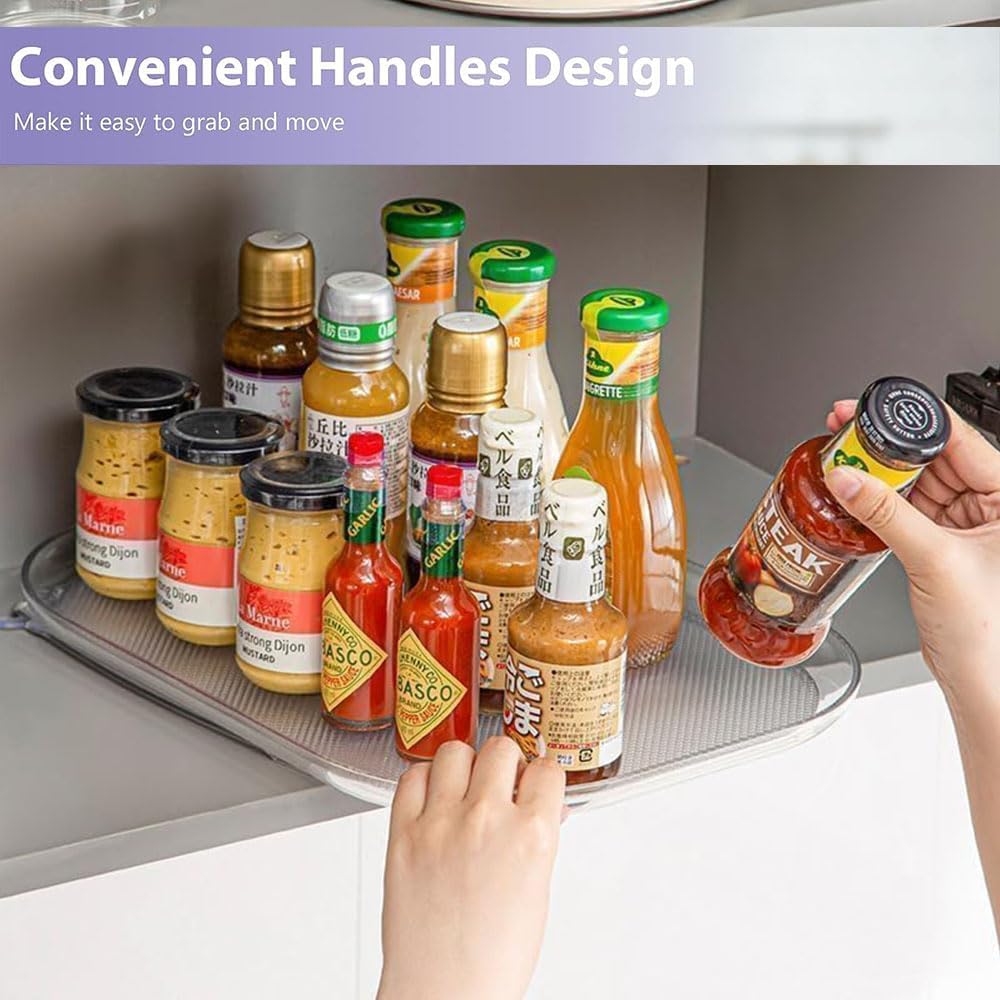 Square Lazy Susan for Refrigerator, Clear Rotating Lazy Susan Spice Organizer, Countertop Condiment Storage Rack for Kitchen, Pantry, Dining Table,Office (1pcs(15.8''x 11.8''))