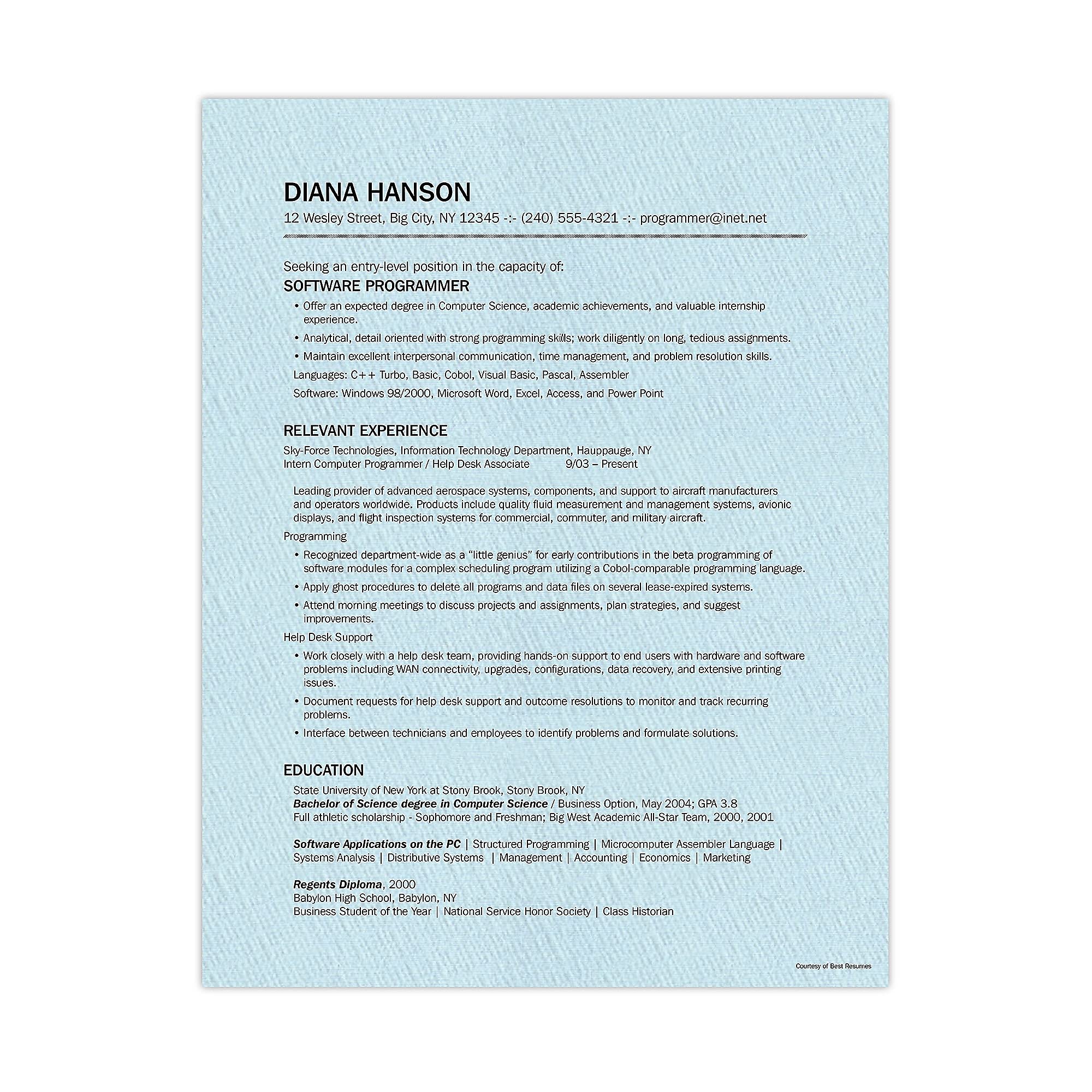 Southworth RD18BCFLN 100% Cotton Linen Resume Paper Blue 32 lbs. 8-1/2 x 11 100/Box