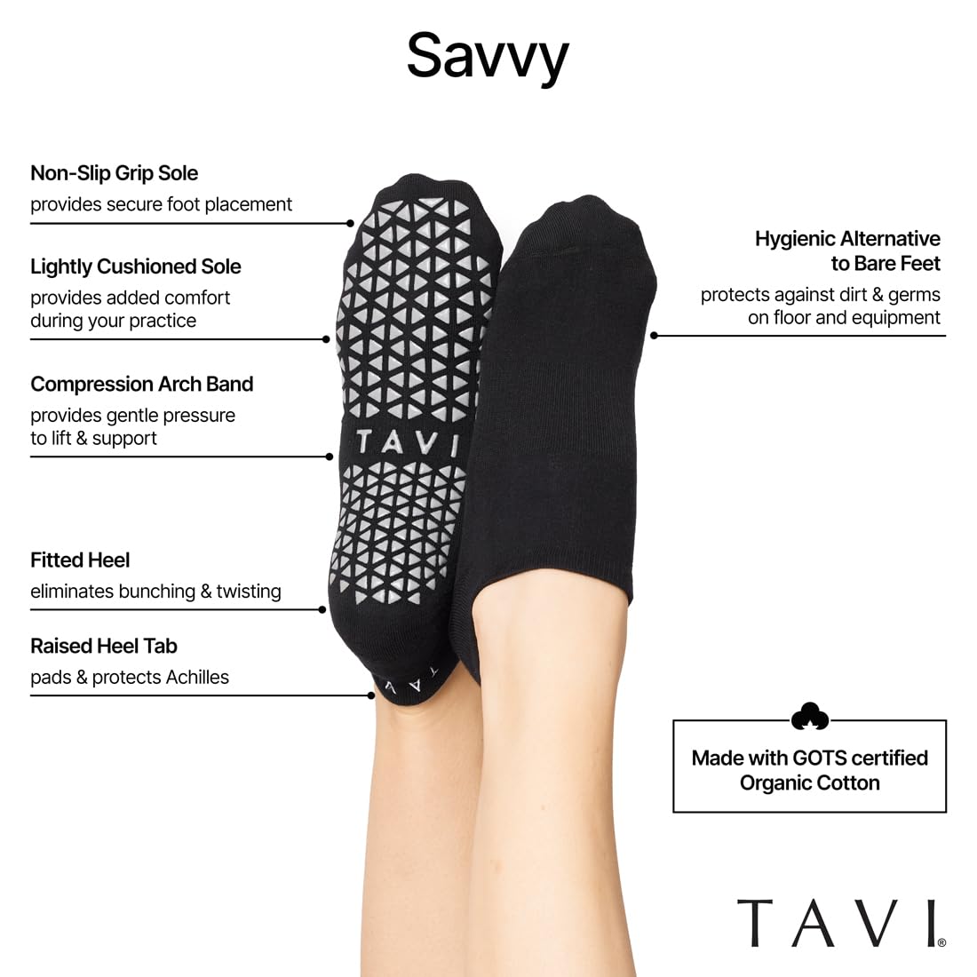 TAVI Women’s Savvy Grip Socks, Multi-Pack - Pilates Socks with Grips for Women, Slipper Socks for Pilates, Yoga, and Ballet