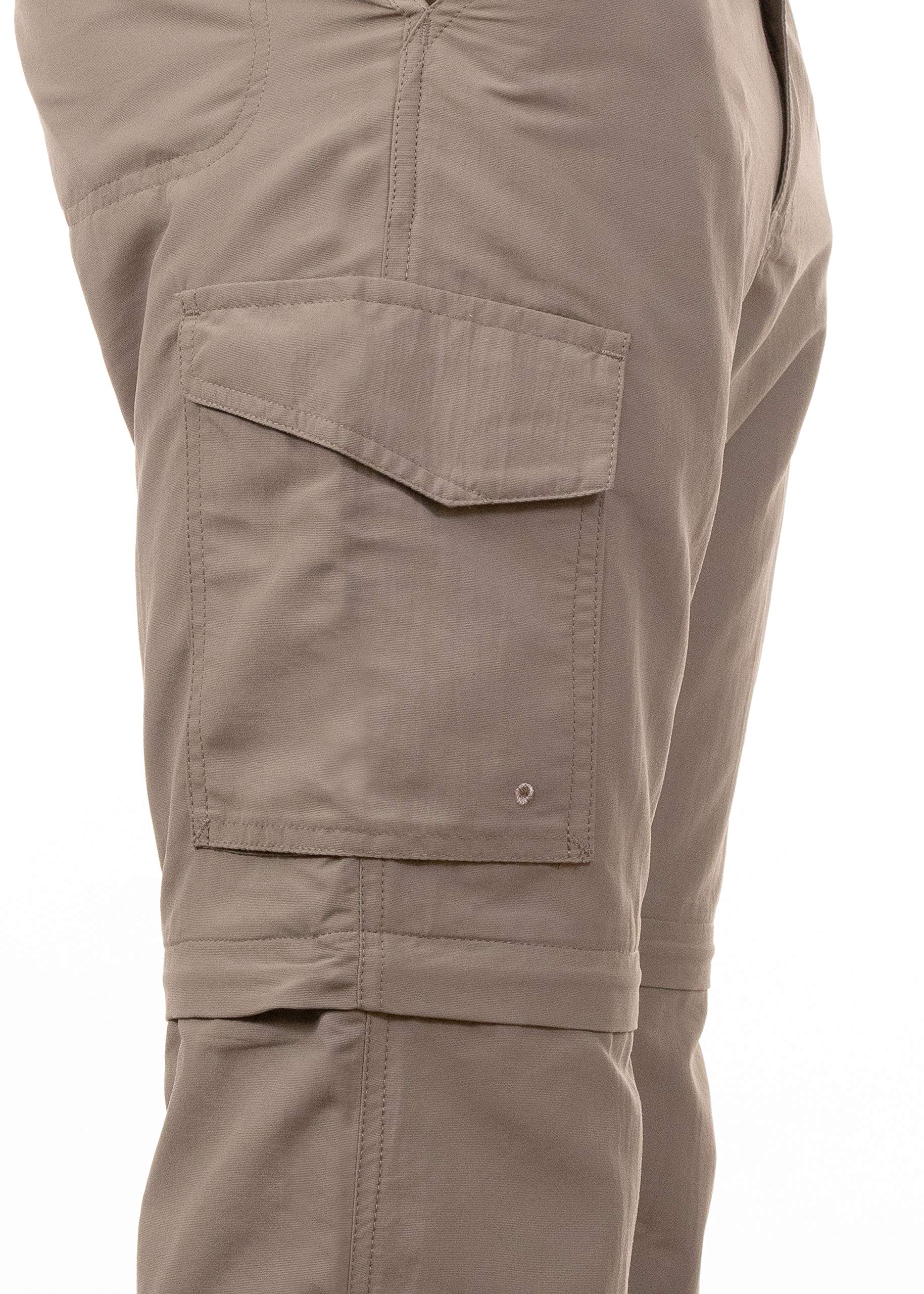 Swiss Alps Mens UPF 30+ Sun Protection Multi Pocket Convertible Pants, Khaki, 32/32