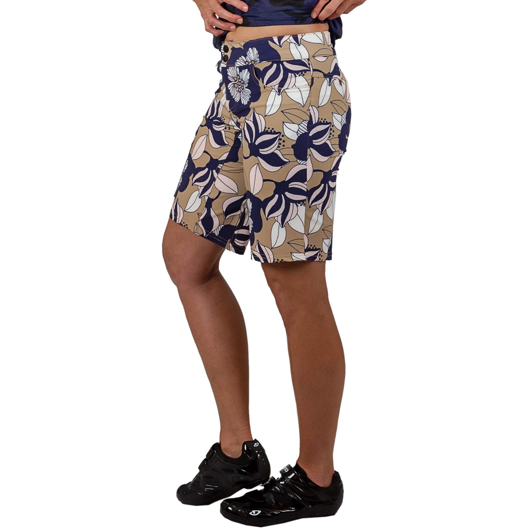 SHEBEEST Women's Dirty Beest Mountain Biking/Cycling Shorts, Zinnia-Gold, Medium