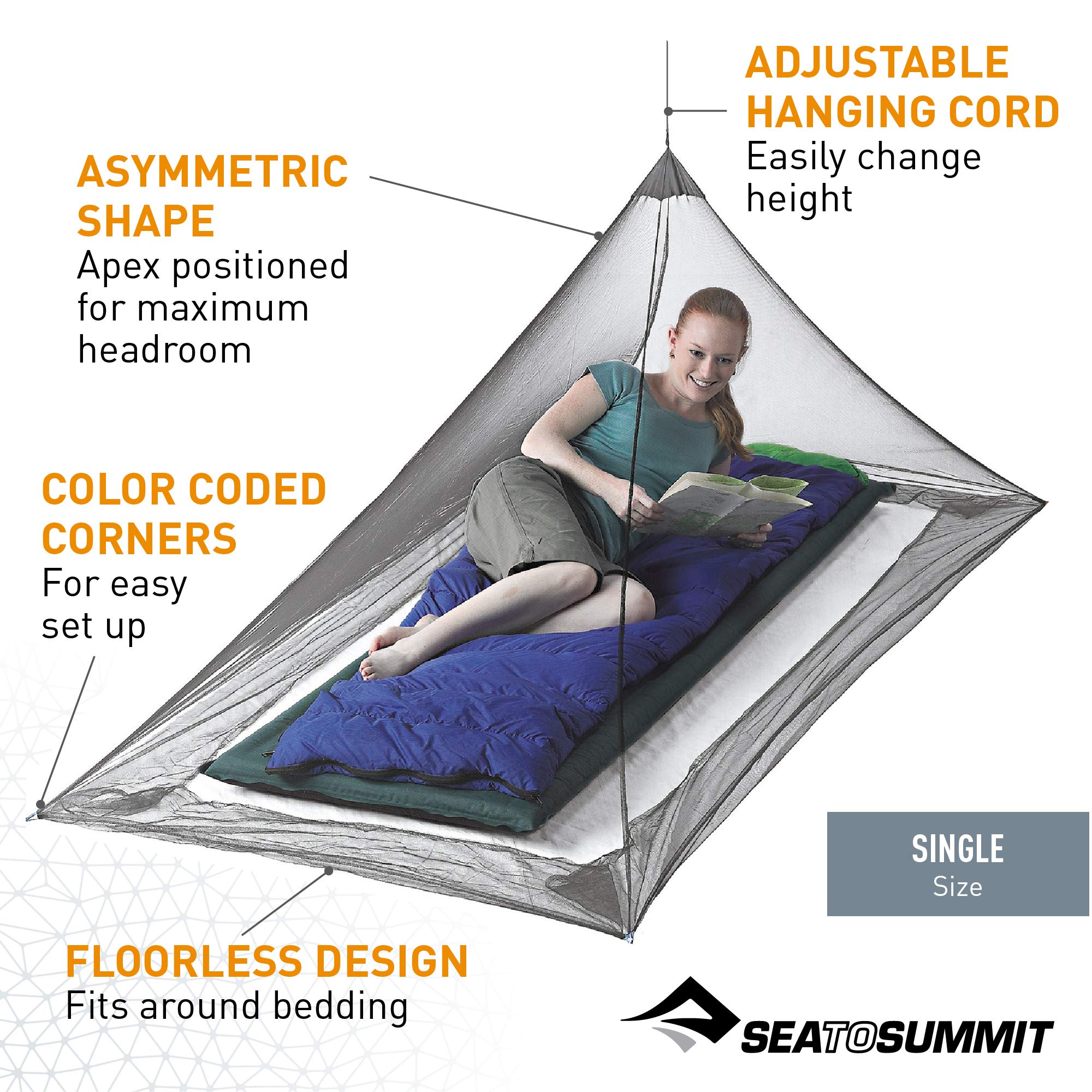 Sea to Summit Permethrin-Treated Nano Pyramid Net Ultralight Shelter, Single