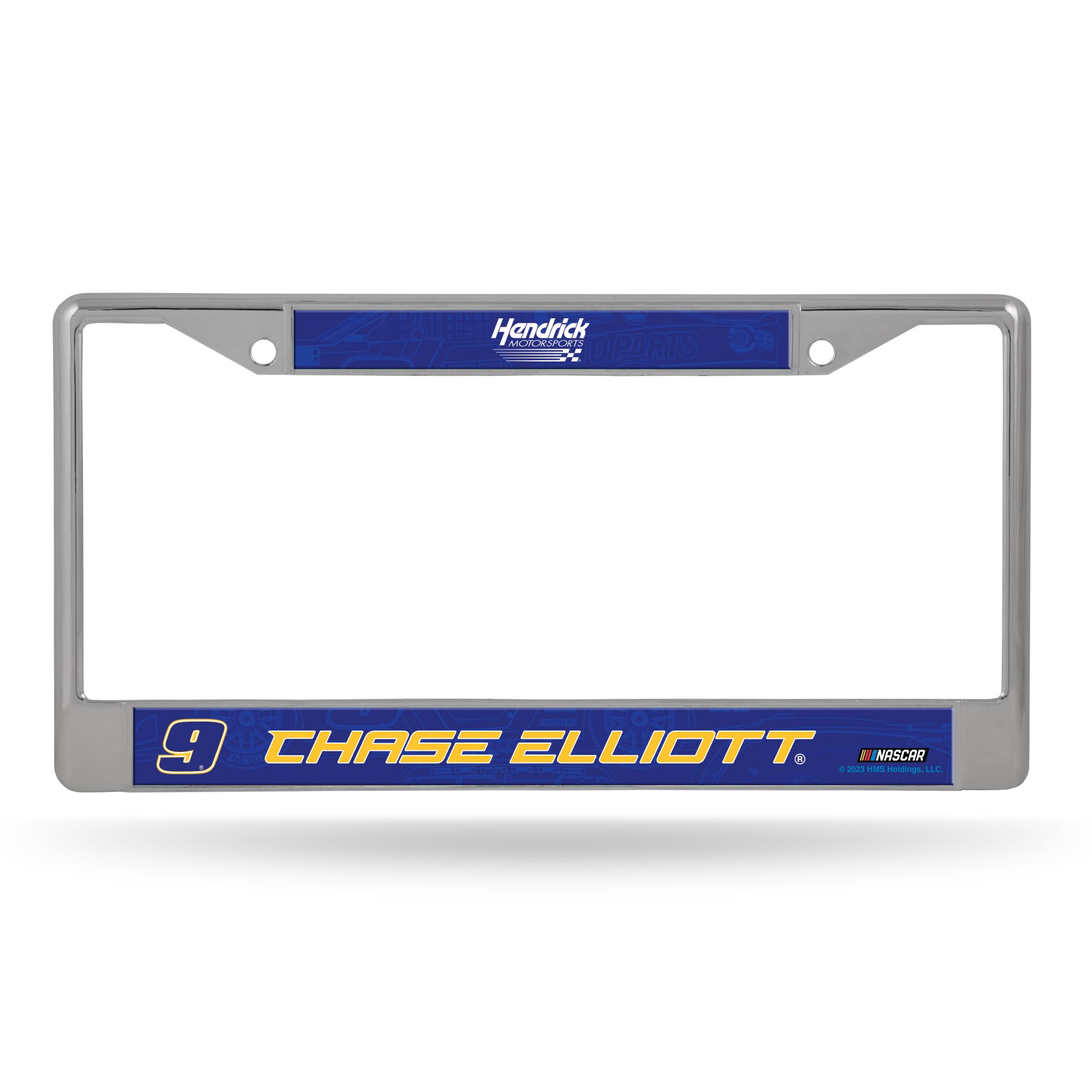 Rico Industries NASCAR Racing Chase Elliott 12" x 6" Chrome Frame with Plastic Inserts - Car/Truck/SUV Automobile Accessory
