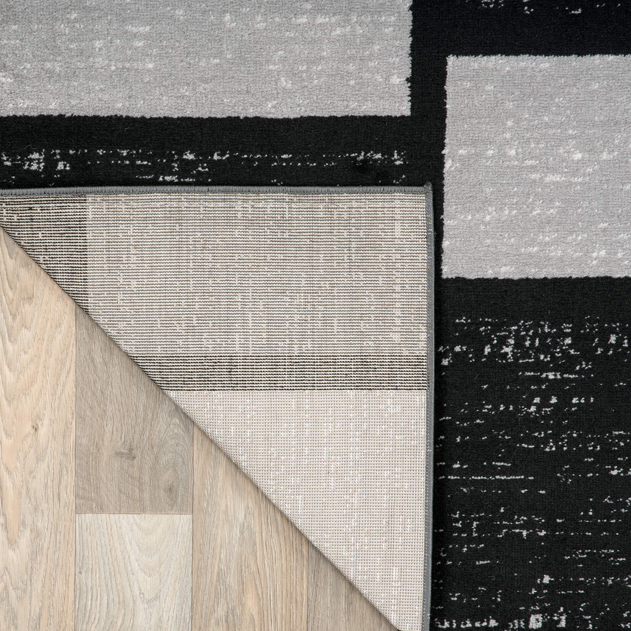 Rugshop Contemporary Modern Boxes Design Area Rug 6'6" x 9' Gray