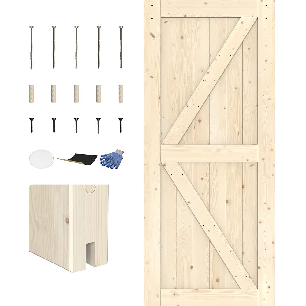 WINSOON 12" Stainless Steel Sliding Barn Door Handle Hardware 36 x 84 inch Sliding Barn Door