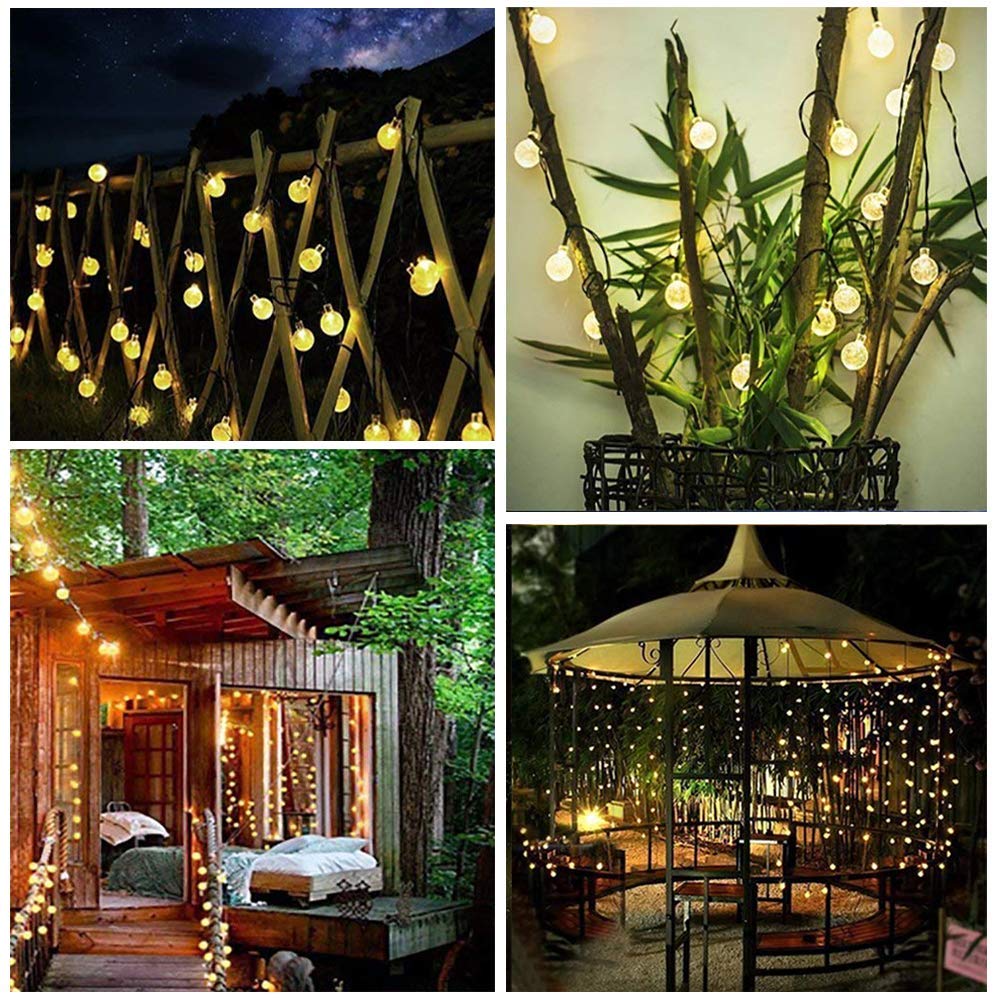 Solar String Lights Outdoor, 50 LED 24.6Ft Crystal Balls Waterproof Globe Solar Powered Fairy String Lights for Bedroom Garden Yard Home Patio Wedding Party Holiday Decoration