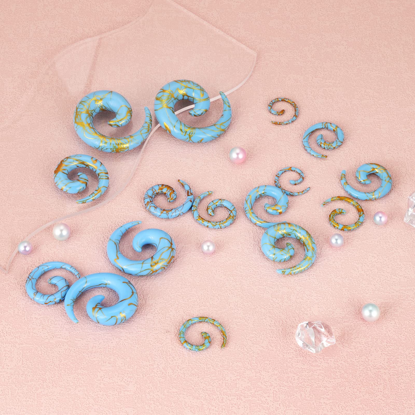 YOFANST 8 Pairs UV Acrylic Spiral Snail Tapers Ear Stretching Kit 12G-1/2 inch, black