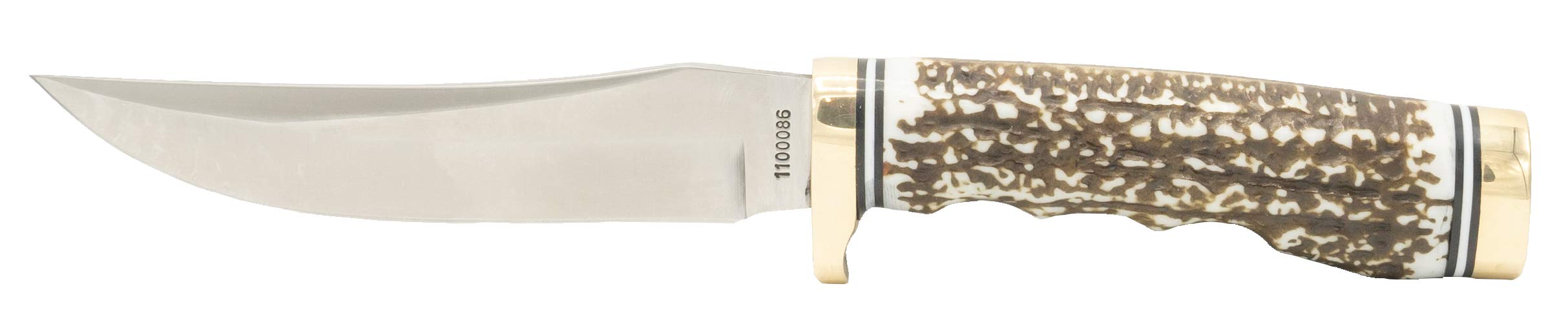 Uncle Henry 153UH Next Gen Golden Spike Knife with 5in High Carbon S.S. Fixed Blade, Staglon Handle, Sharpening Stone, and Leather Belt Sheath for EDC, Hunting, Survival, Camping, and Outdoors