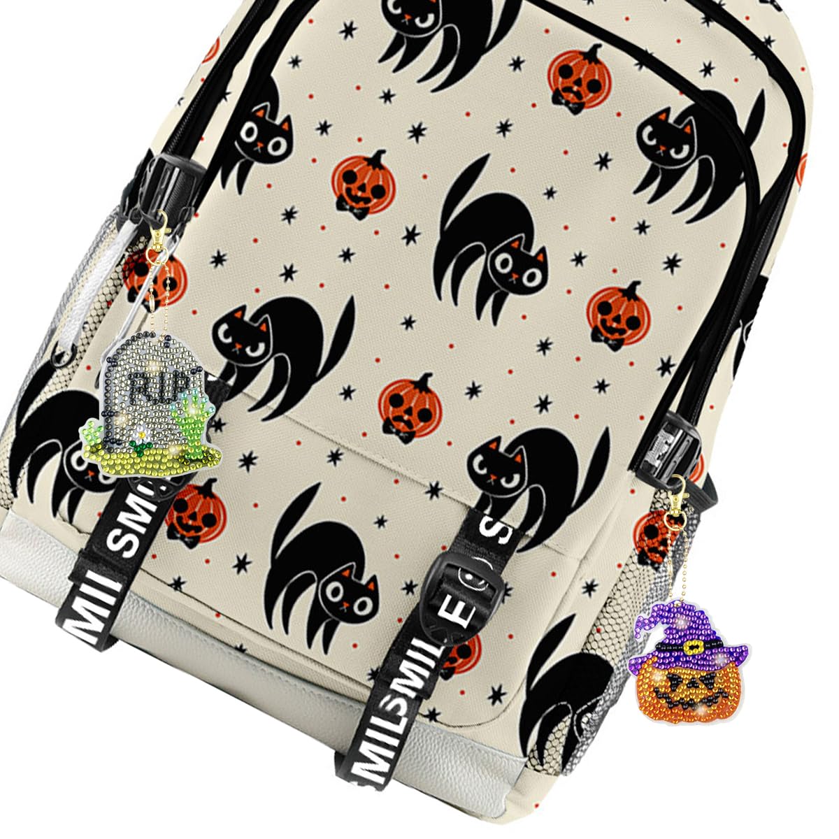 QINGQIU Halloween 5D Diamond Painting Arts and Crafts Kit for Kids to Make Halloween GEM Keychains