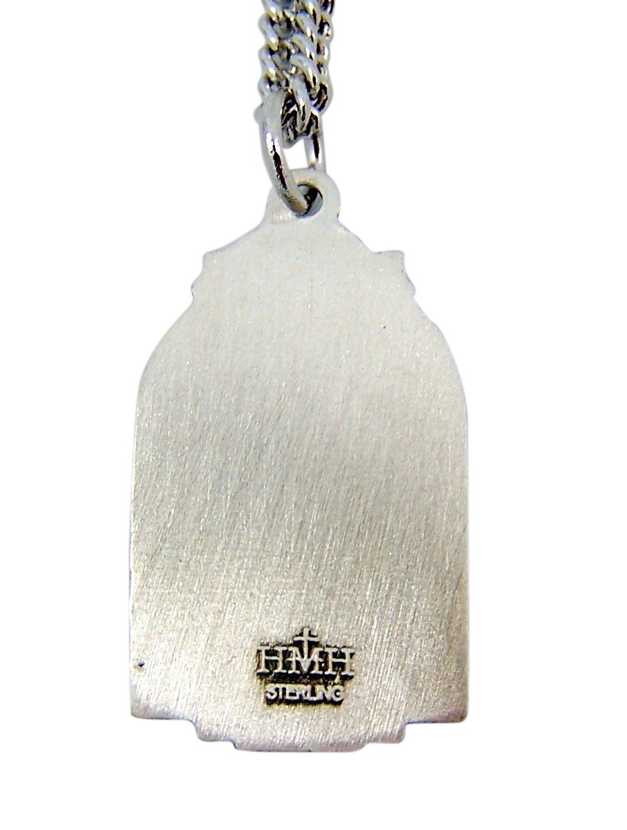 Sterling Silver Our Lady of the Rosary of Fatima Arch Shaped Medal Pendant, 1 Inch
