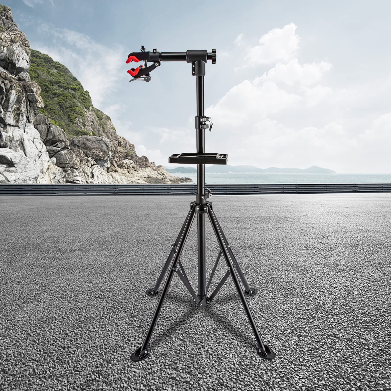 RIAHNEAH Bikehand Bike Repair Stand,Bicycle Mounting Bracket Lifting Frame Mechanics Workstand, Portable Foldable and Adjustable Height Mountain MTB Road Bikes Maintenance Platform