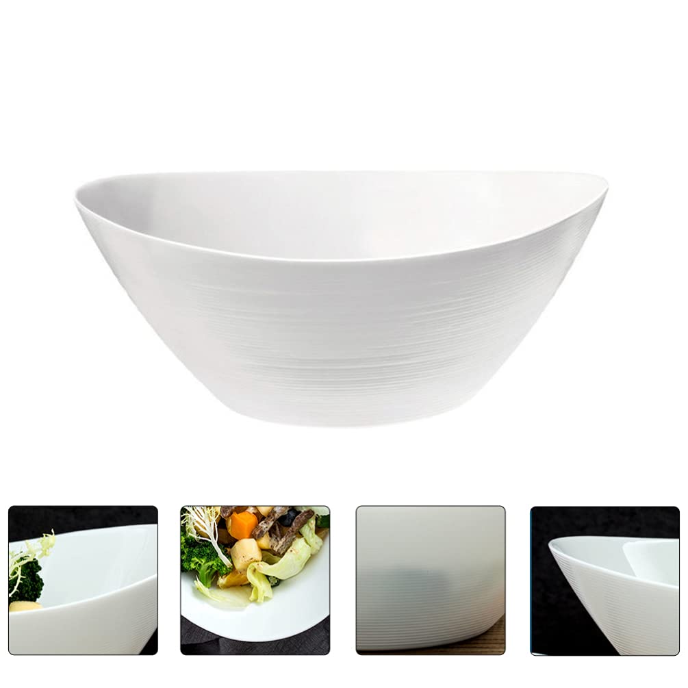 YARDWE White Pasta Serving Bowls Boat Shaped Bowl Toughened Glass Salad Bowl Heat Resistance Soup Bowl Small Side Dishes for Dessert Ice Cream
