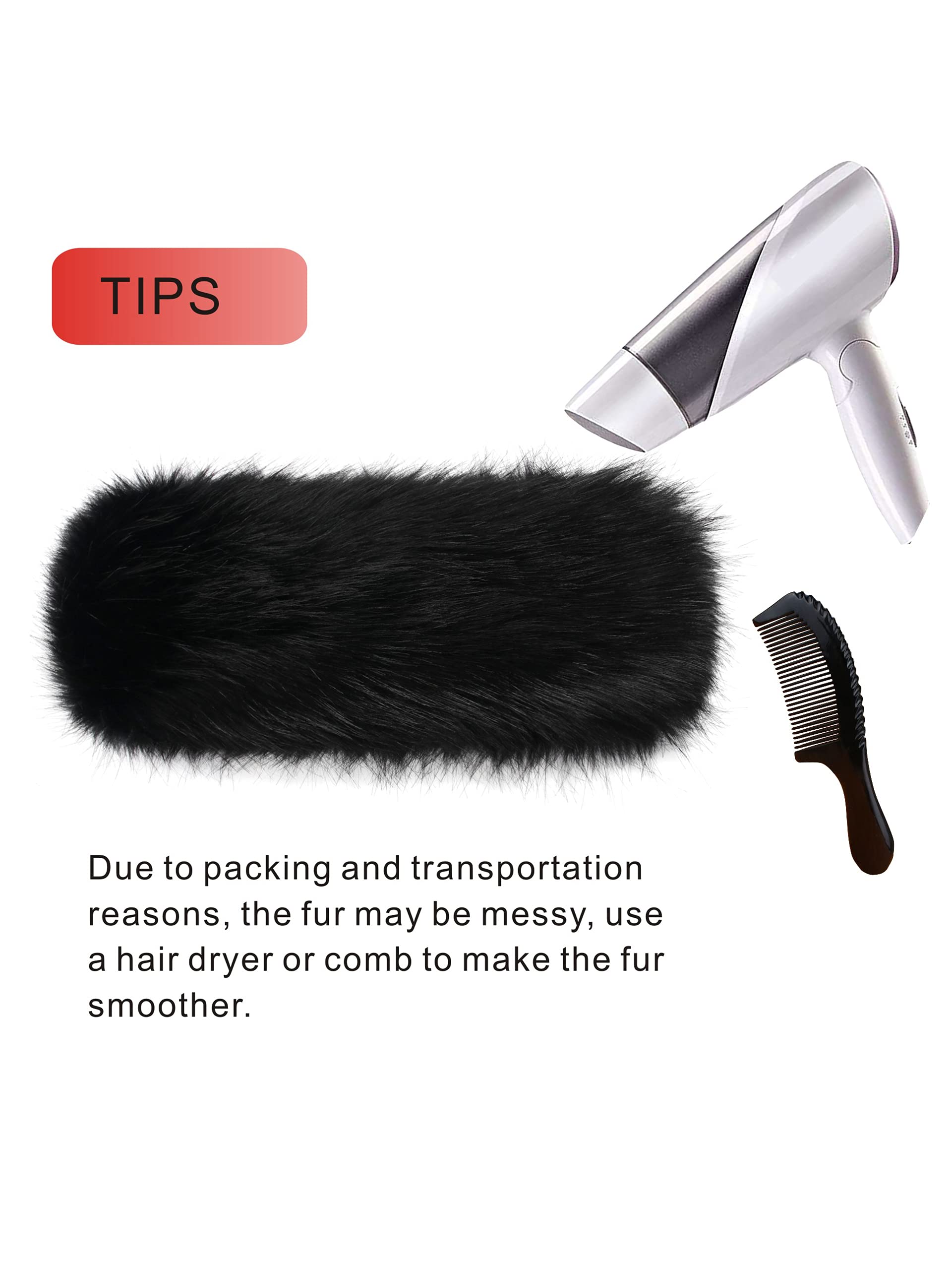 Rulala Fancy Faux Fur Headband for Women Winter Earwarmer Earmuff with Elastic(Black)