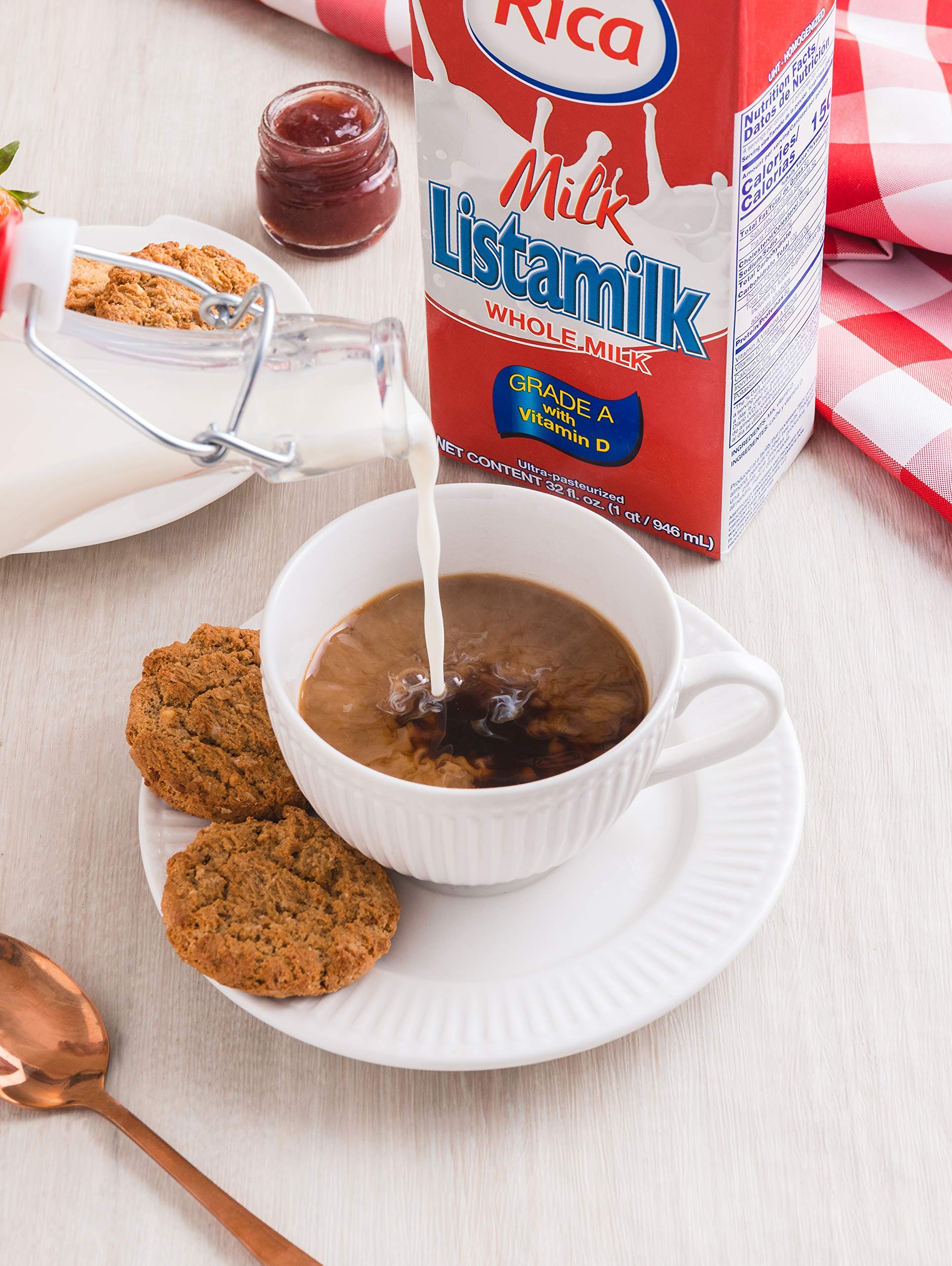 RICA Listamilk Whole Milk 32 Oz Boxed | 1 quart | Long Life Shelf Stable | Vitamin d | Non refrigerated | UHT Ultra pasteurized | Fresh taste | Pack of 6 |