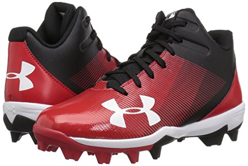 Under Armour Boy’s Leadoff Mid Jr. RM Baseball Shoe, Black (061)/Red, 8 US Unisex Little Kid