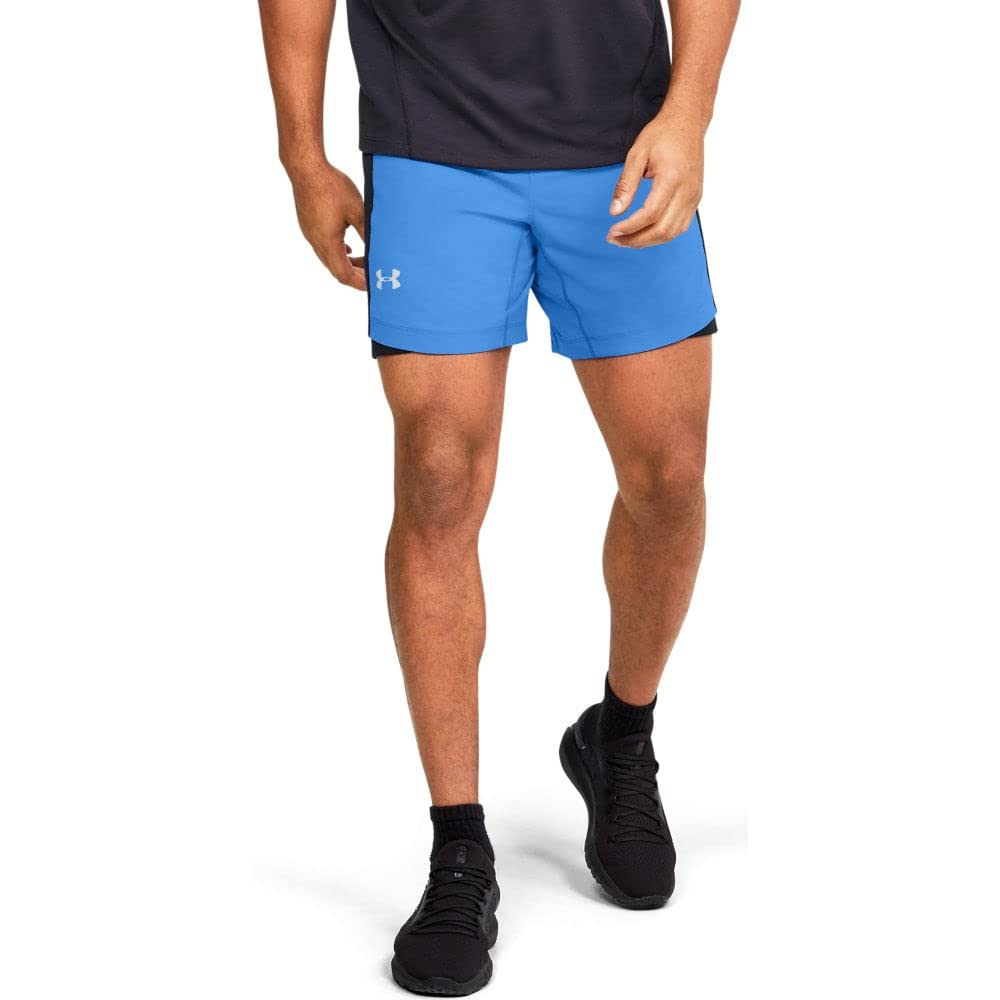 Under Armour Qualifier Speedpocket 7" Running Short, Water (464)/Reflective, X-Large