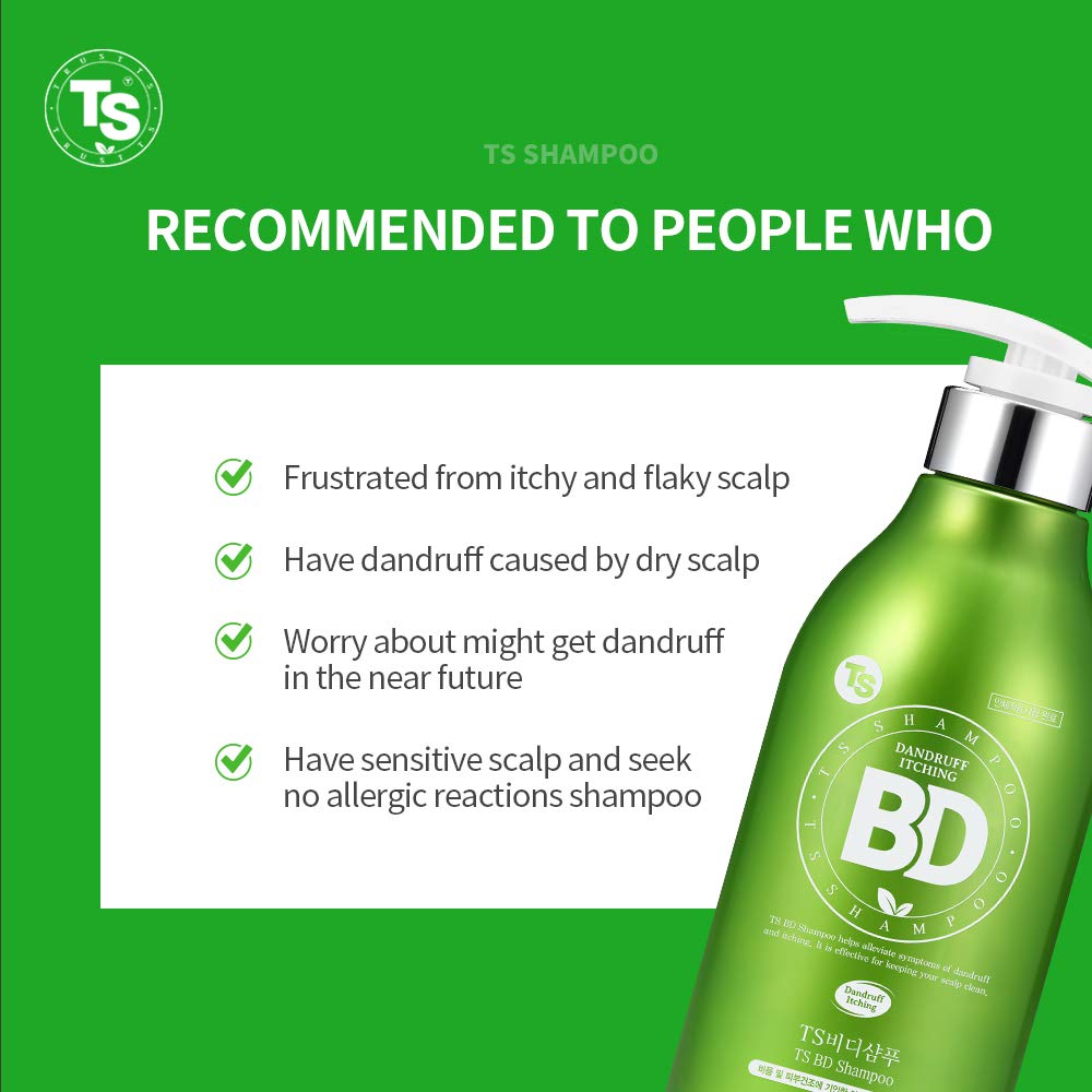 TS BD Shampoo for Dandruff & Itchy Scalp (16.9 Fl Oz) | Treatment for Itchy and Dry Hair | Biotin & Natural Ingredients | Dandruff Shampoo