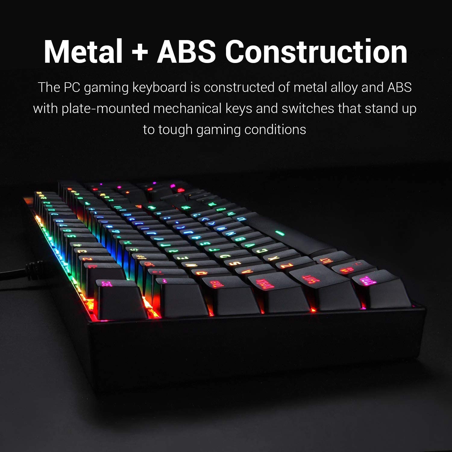 Redragon K551 Mechanical Gaming Keyboard RGB LED Backlit Wired Keyboard with Blue Switches for Windows Gaming PC (104 Keys, Black)