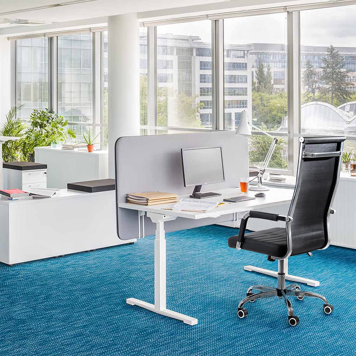 VICTONE Ribbed Office Chair High Back PU Leather Executive Conference Chair Adjustable Swivel Chair (Black)