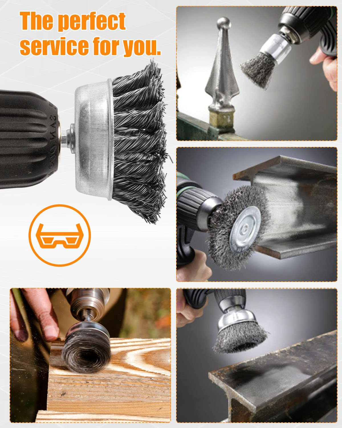 WENHUALI 5 Pcs Drill Wire Brush Set, Heavy Duty Wire Brush Wheel for Drill, 1/4'' Hex Shank Wire Brush Drill Attachments Coarse Carbon Steel Crimped, Great for Cleaning Rust, Paint, Abrasive