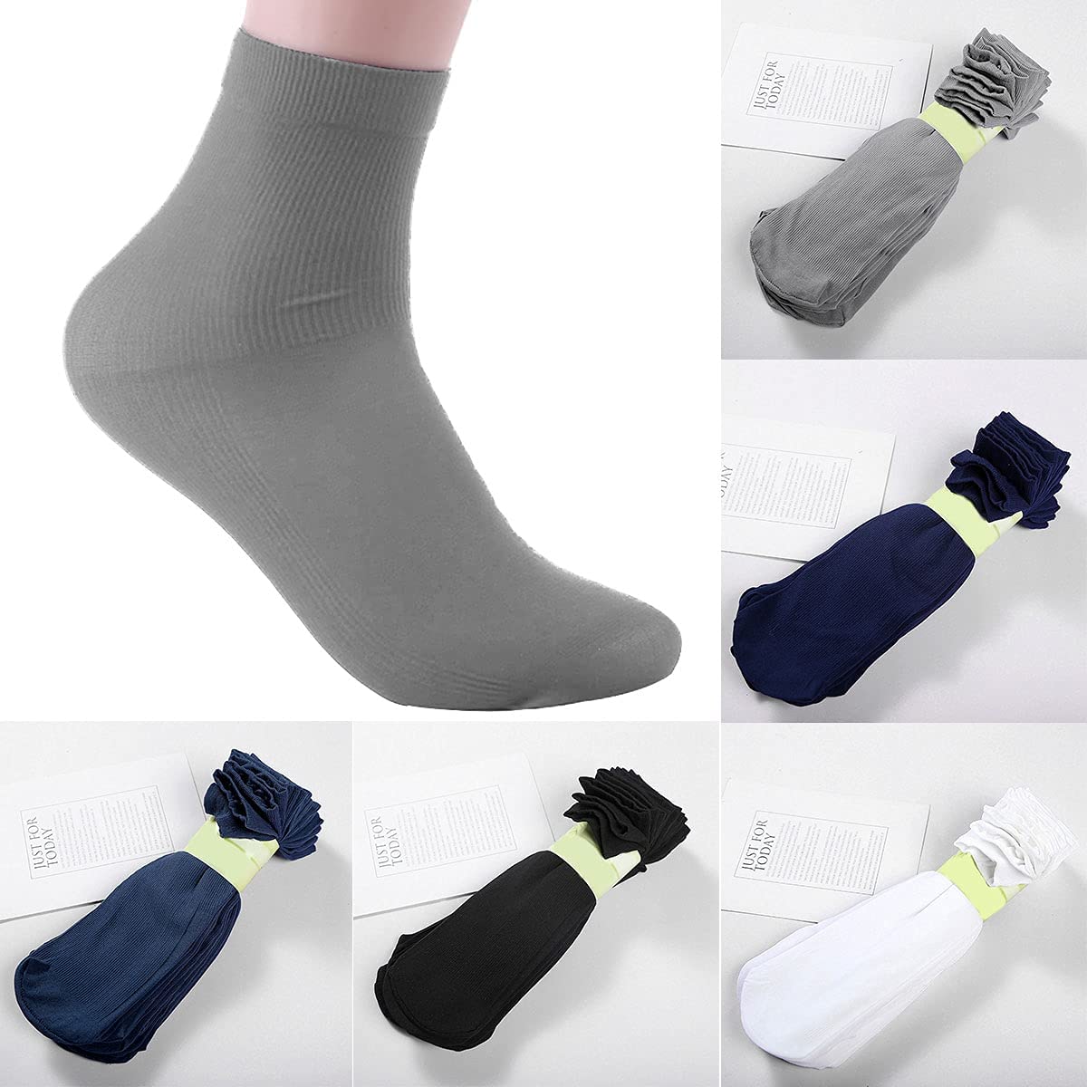 Tabpole mens 10 Pairs Try on Sanitary Disposable Thin Sox Low Cut Sports Tab Men's Socks, Light Grey, Medium