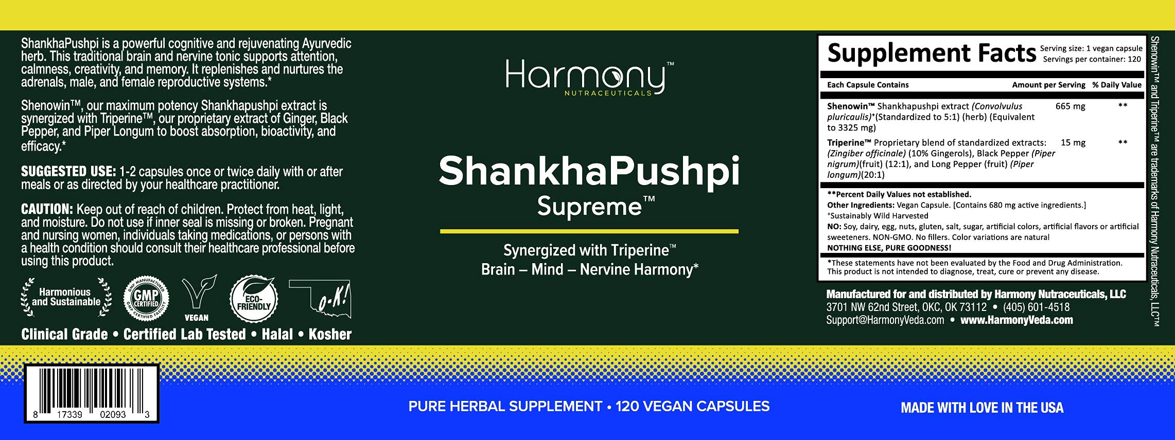 ShankhPushpi Supreme - Harmony Nutraceuticals Ayurvedic Medicine to Support Brain, Mind and Nervine