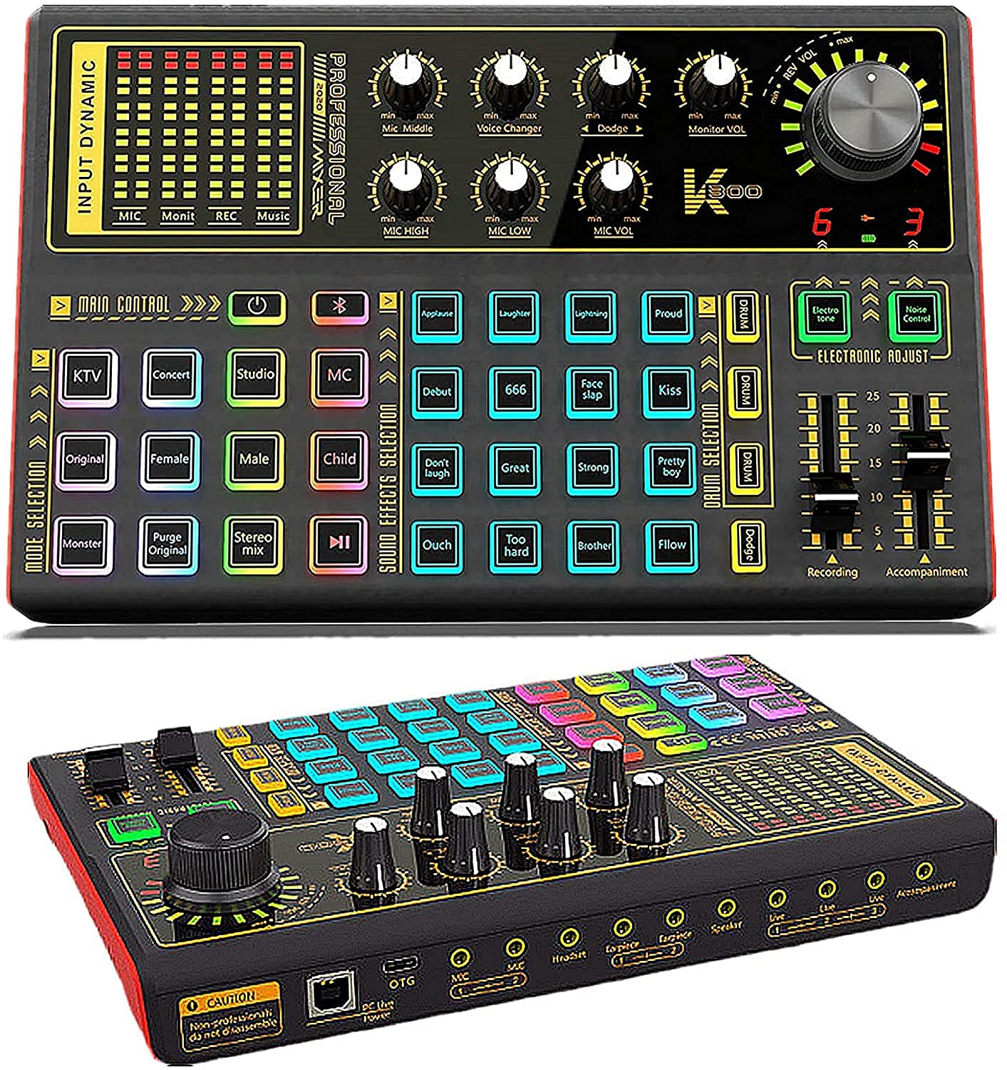 Voice Changer Sound Board, Audio Interface with Audio Mixer and Live Sound Card for Live Streaming, Guitar, YouTube, Recording and Gaming