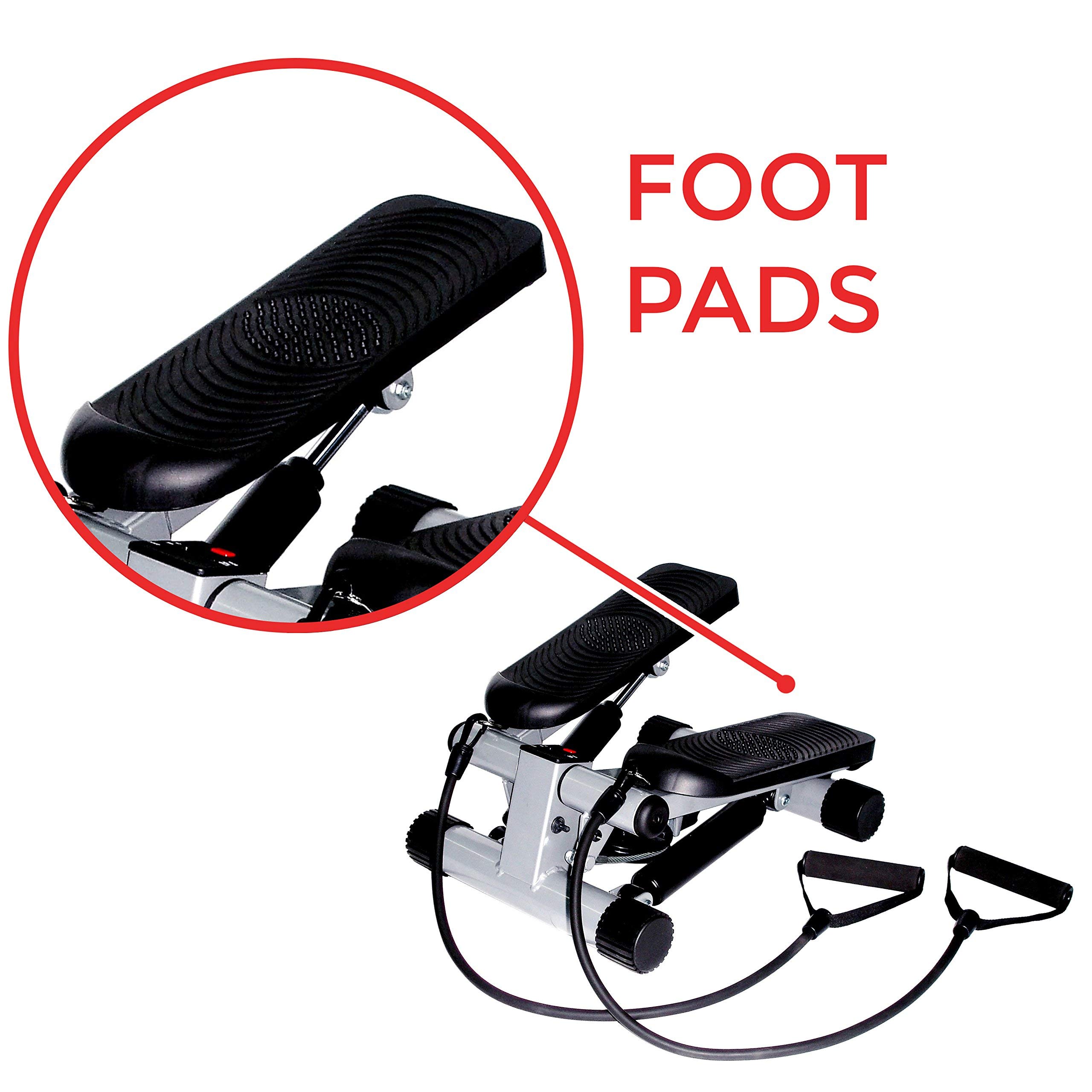 Sunny Health & Fitness Mini Stepper with Resistance Bands (Renewed)