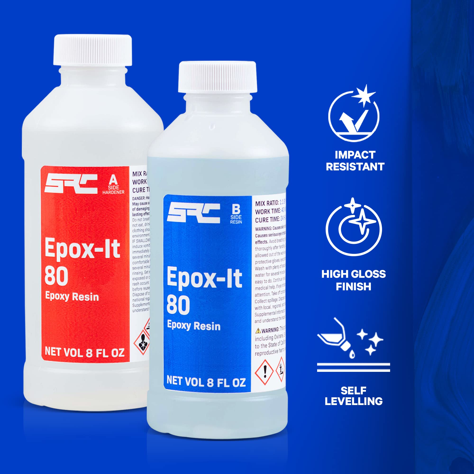 Specialty Resin & Chemical Epox-It 80 (16 oz) Clear Epoxy Resin Kit for Beginners & Experts| Clear Epoxy Coating for Bar Top, Countertop, Tabletop| Crystal Clear formula for Jewelry, Art, & Laminating