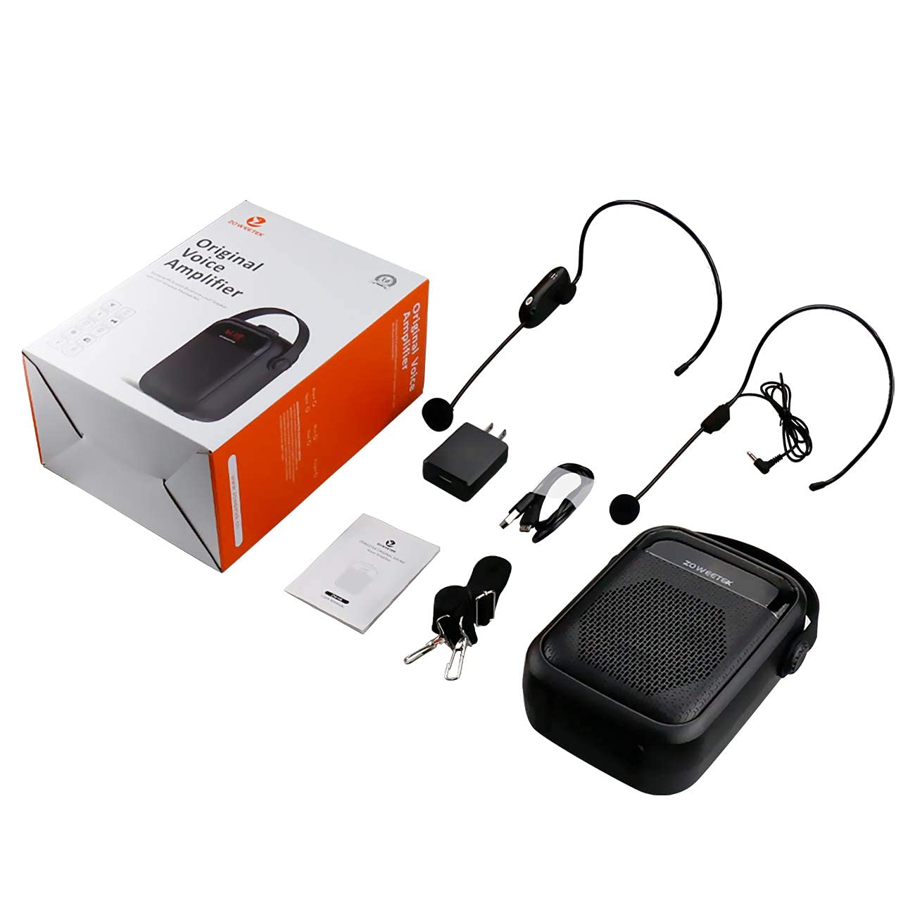 ZOWEETEK wireless voice amplifier for teachers with 2 Microphones,25W Portable voice amplifier buletooth PA system Speaker for Classroom, Meetings,Speech and Outdoors