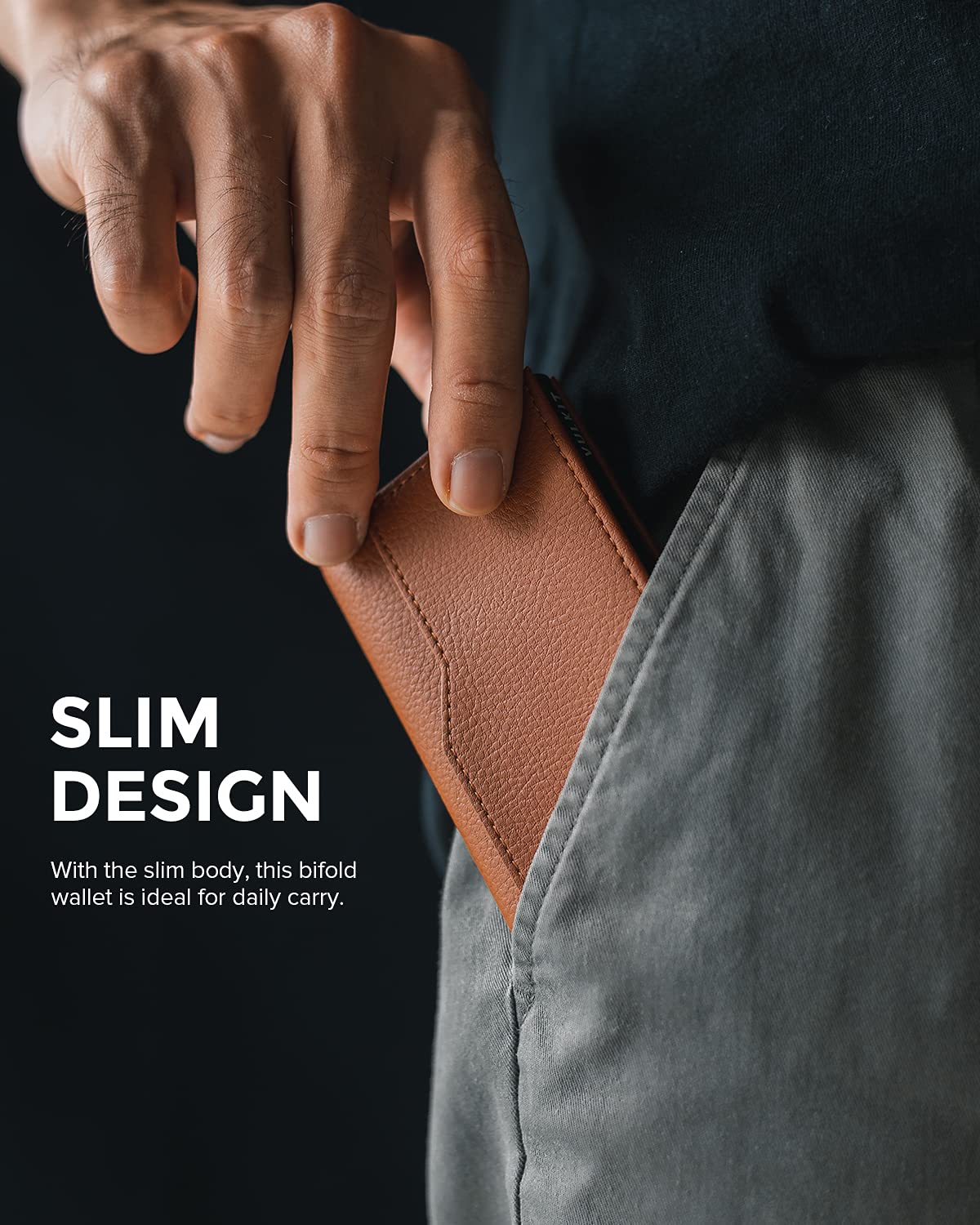 VULKIT Card Holder Wallet for Mens with ID Windows RFID Blocking Pop Up Wallet Slim Leather Wallet Holds Up to 12 Cards Men's Card Case, Brown