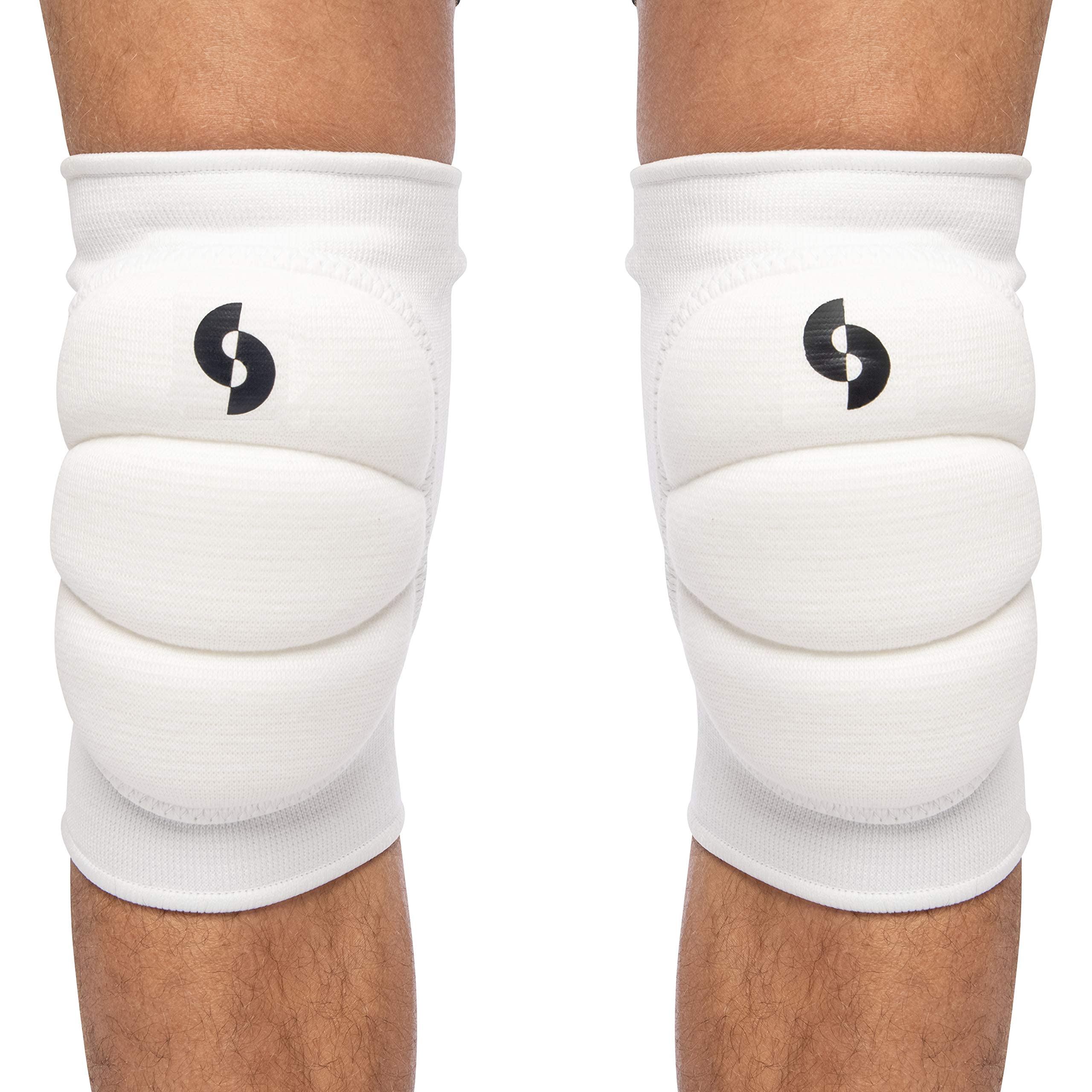StrictlyStability White Volleyball Best Protective Shock Absorbing Soft Cushion Knee Pads for Girls or Boys (Junior, White)