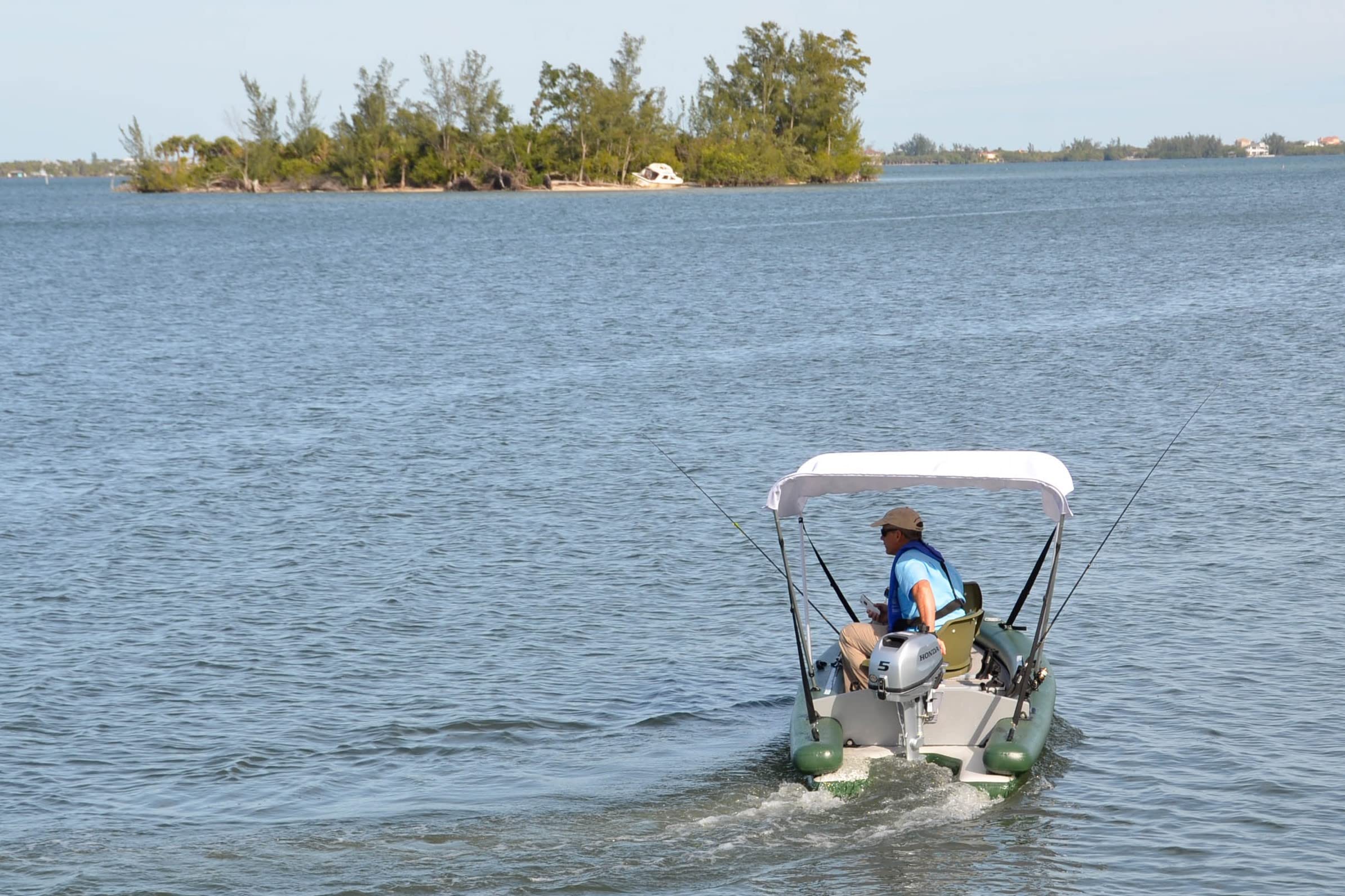 Sea Eagle FSK16 FishSkiff™16 Inflatable Frameless Fishing Boat 2 Person Swivel Seat Canopy Package