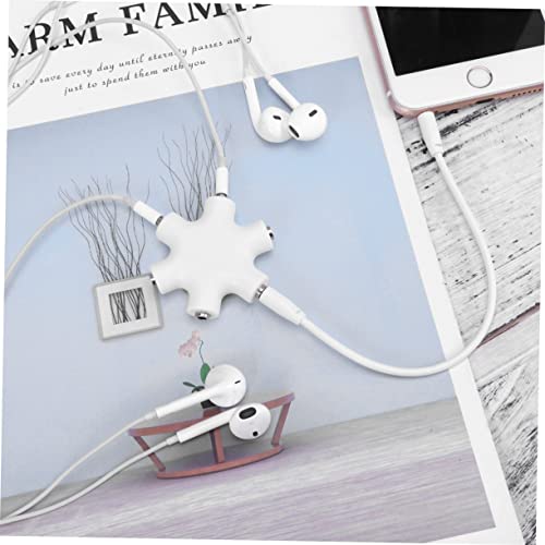 SECFOU 5 Headphones Adapter Headphones Splitter Headset Splitter Headphone Splitter Headphone Jack Splitter Earphone Splitter Headphone Adapter Connector Dispenser Pearlescent Blush White