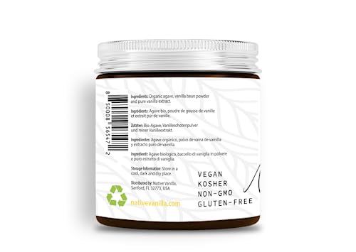 Vanilla Bean Paste - Native Vanilla - All Natural Pure Vanilla Bean Paste - Made with Organic Agave Syrup - For Cooking, Baking & Desserts - 100% Vegan & Kosher - Non-GMO & Gluten-Free - 4 oz