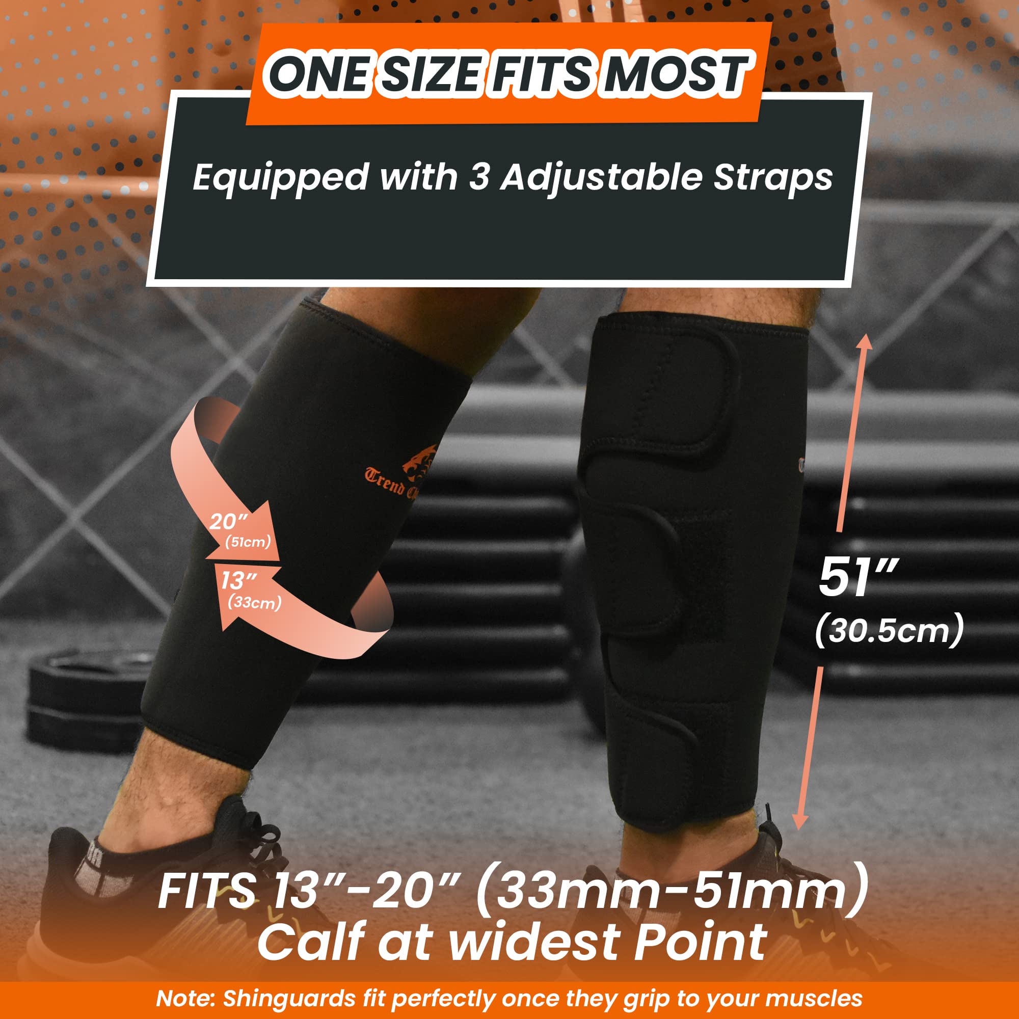 Trend Changer Weightlifting Shin Guards/Calf Support Brace 7mm Thick Neoprene for EasyWear-Deadlift Shin Guards, Box Jump, Crossfit Adjustable Shin Splint Compression Calf Wrap for Men Women (Pair)