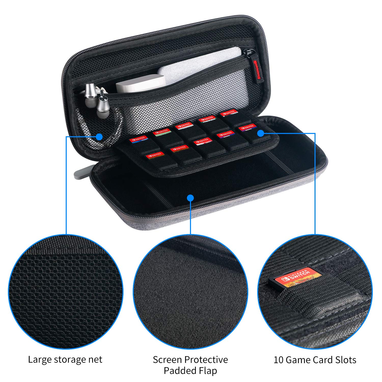 SELPONT do Switch Lite Case with 2 Screen Protectors, Portable Carrying Case for Nintendo Switch Lite 2019, Travel Carry Case with 10 Game Card Holders for Switch Lite, Switch Lite Accessories