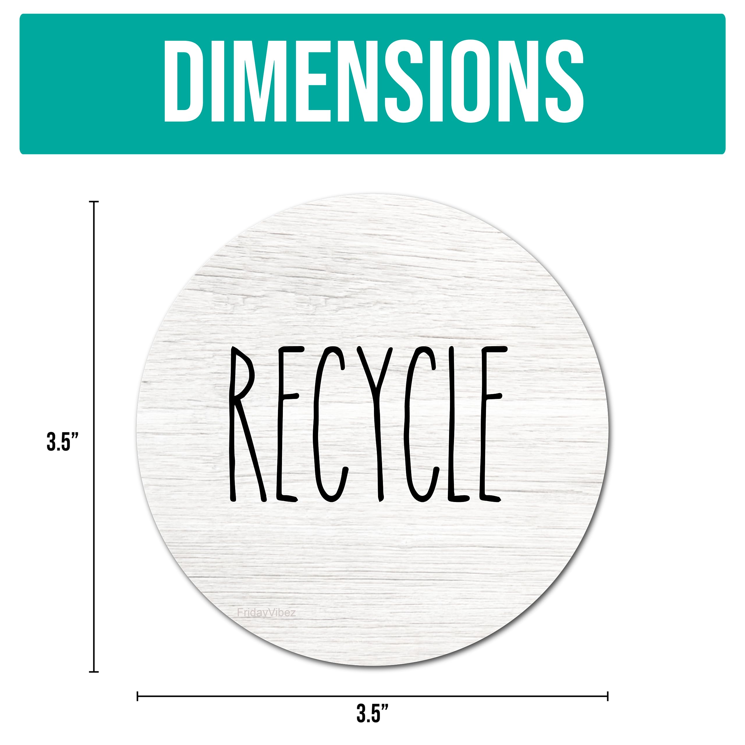Rustic Recycle and Trash Magnets for Kitchen Trash Cans and Recycling Bins, Trash and Recycle Magnet Combo for Garbage Can Logo Symbol, 2 Magnetic Sticker Adhesives, 3.5" Circle, Outdoor Waste Bin