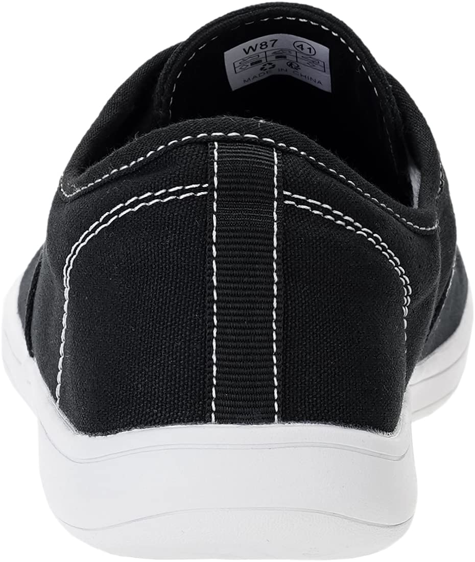 WHITIN Womens Canvas Minimalist Barefoot Sneakers Extra Wide Toe Box Zero Drop Sole Shoes Width Fit Minimus Size 8 8W Minimal Trail Running Black 39