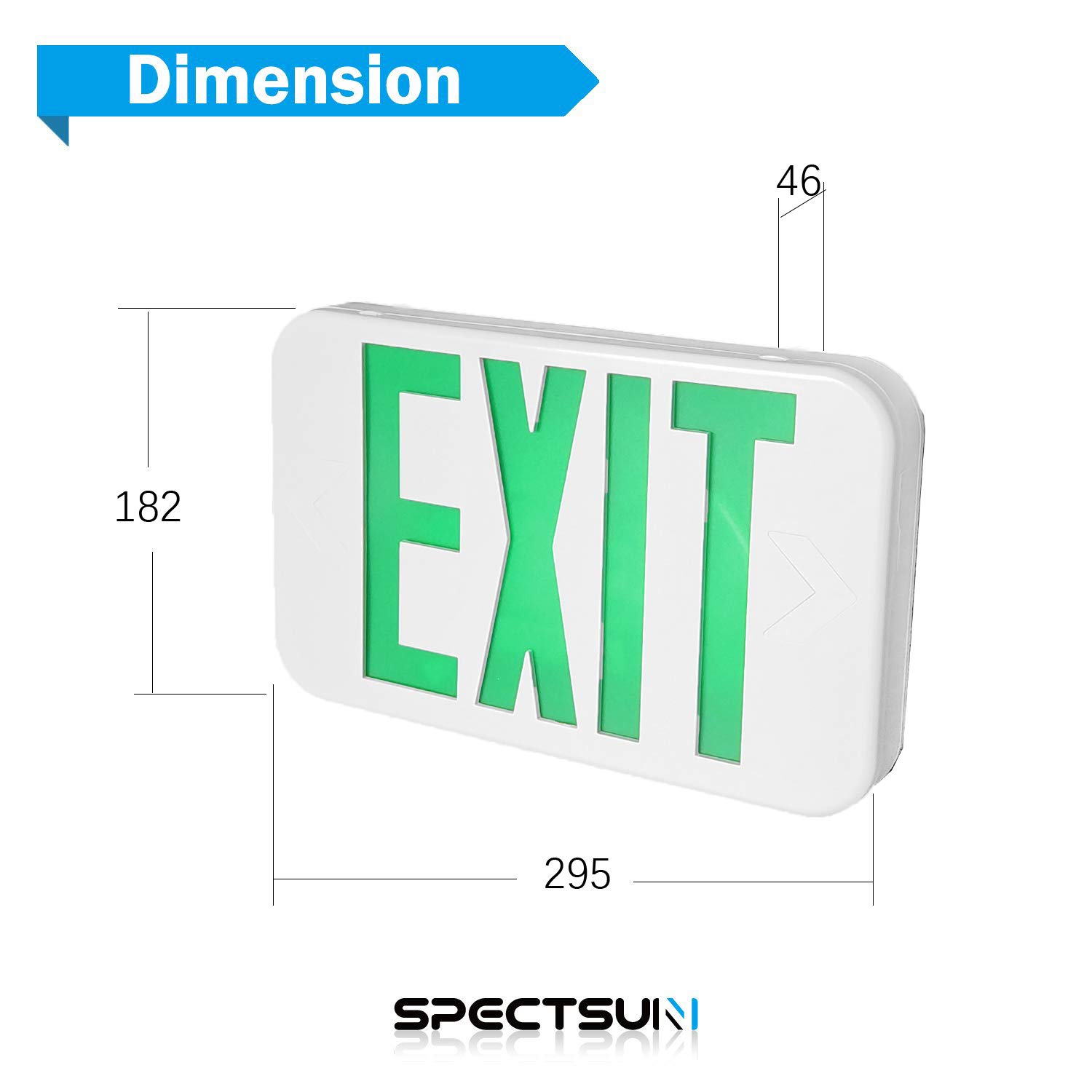 SPECTSUN 6PACK LED Exit Sign with Battery Backup,Green Exit Light-Hardwired Combo Exit Sign,120V/277V Wired Exit Sign with Arrow,Wall Mount/Ceiling Exit Sign White,Emergency Fire Exit Light Corded