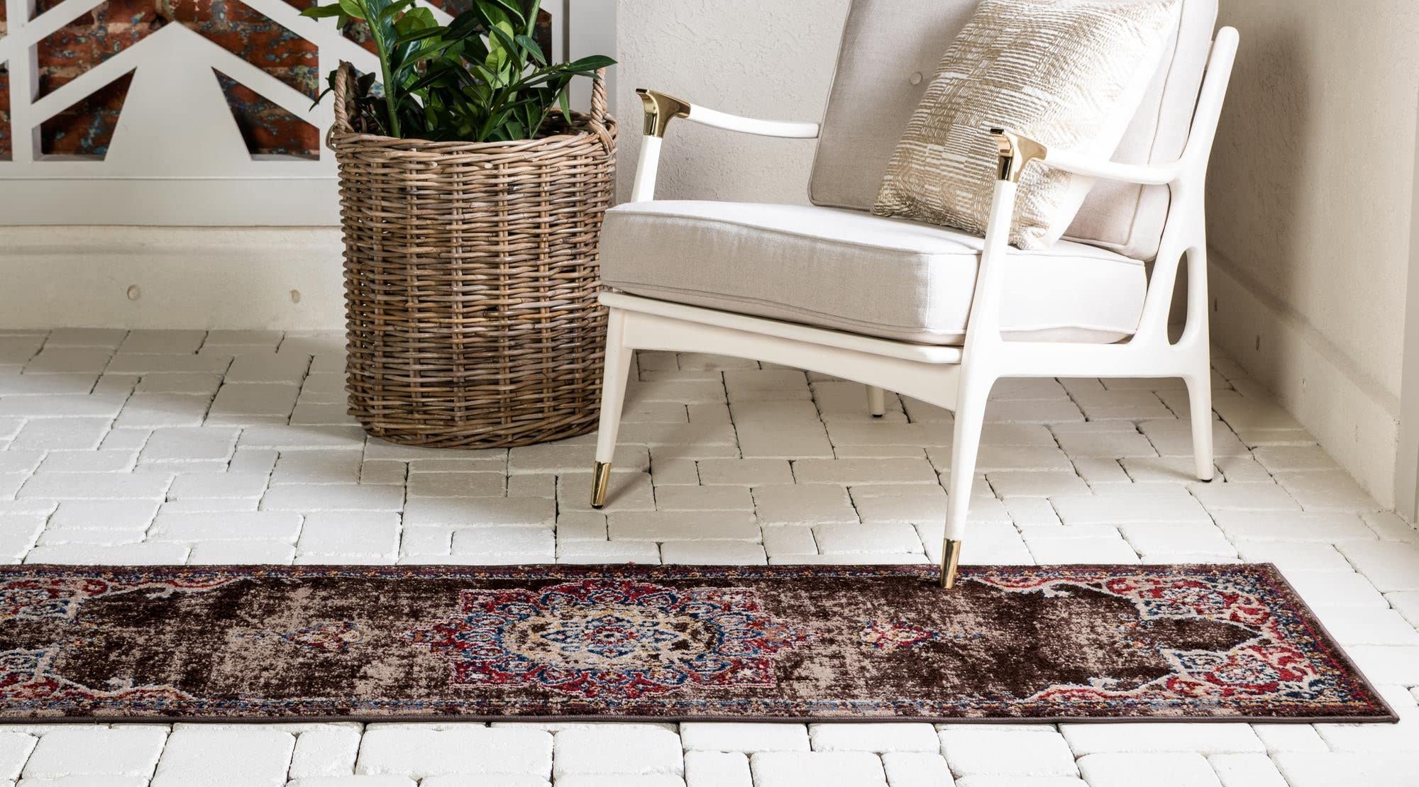 Rugs.com Eden Collection Rug β 6 Ft Runner Chocolate Brown Medium Rug Perfect for Hallways, Entryways