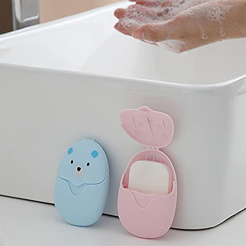 TAMSOI Soap Dishes, 50PCS Disposable Mini Travel Soap Paper Washing Hand Bath Cleaning Portable Boxed Foaming Scented Sheets 3 Colors (Color : Green)