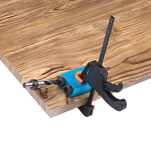 RUSUO Pocket Hole Jig Kit,8pcs Pocket Hole Jig Kit 8mm 10mm 15 Degree Angle Drill Guide Woodwoorking Tool Inclined Hole Jig Hole Puncher Locator Jig Drill Bit Carpentry Tools