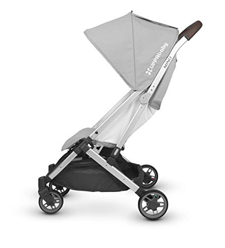 UPPAbaby Minu Stroller - Devin (Light Grey Melange/Silver/Chestnut Leather) + Minu Infant Car Seat Adapter for MESA + Mesa Infant Car Seat - Jordan (Charcoal Melange)
