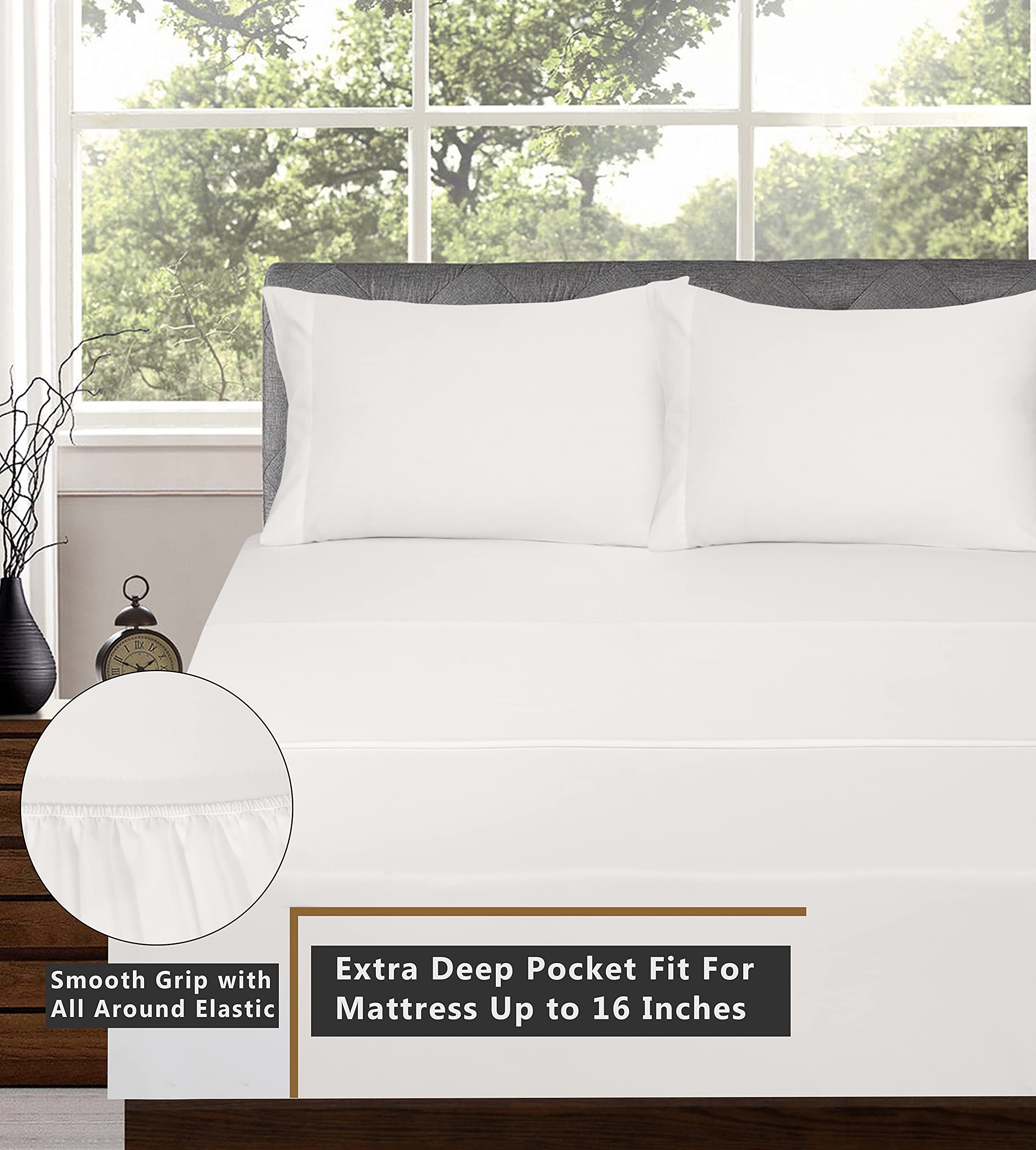 RUVANTI 100% Cotton Sheets for Full Size Bed - Crispy Cooling Percale Sheets - Breathable & Durable Full Sheet Set - Deep Pocket 16 Inches (Fits up to 18") - Off White - 4 Pieces