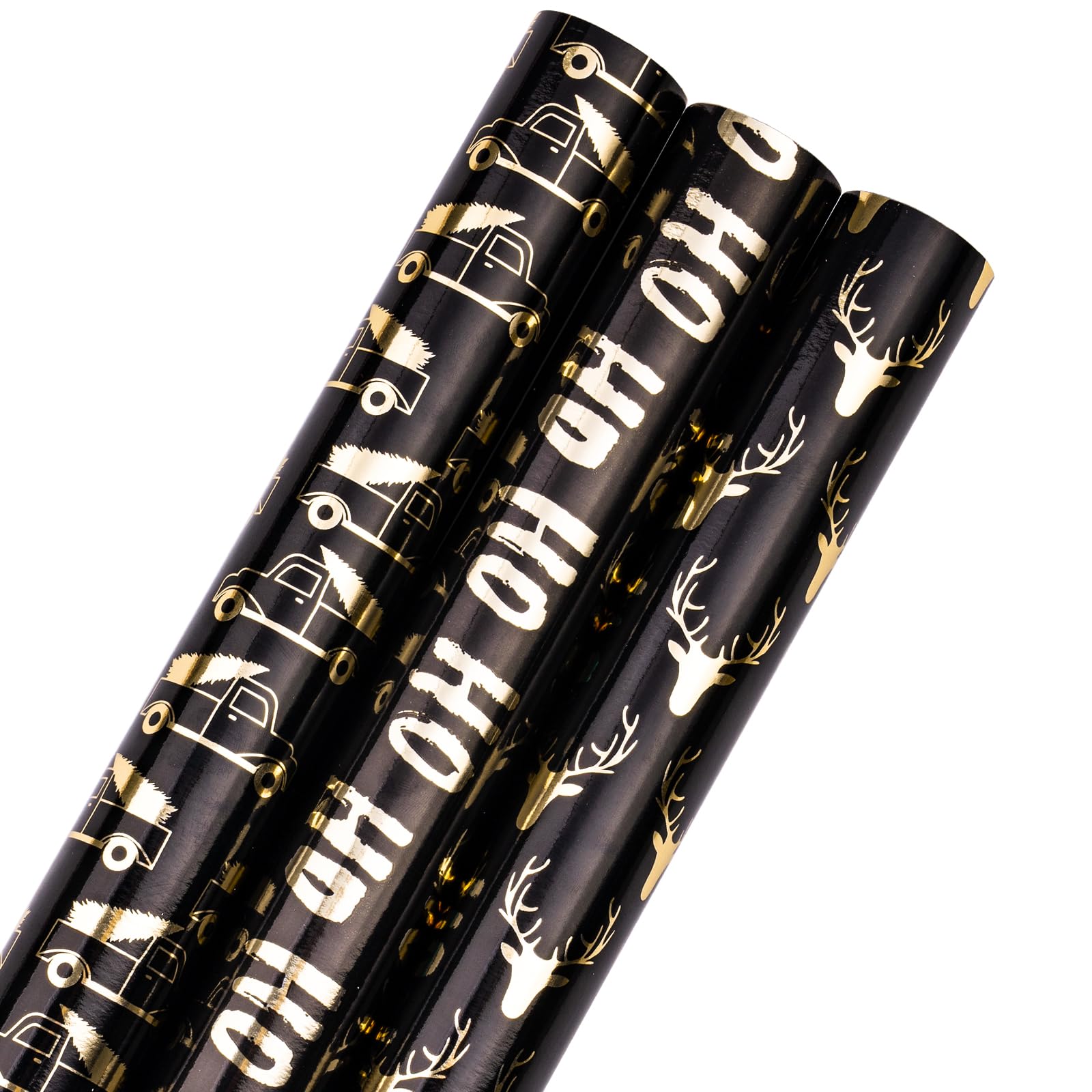 RUSPEPA Christmas Wrapping Paper Rolls - Mini Roll - 17 inches x 10 feet per Roll, Total of 3 Rolls - Pink Design